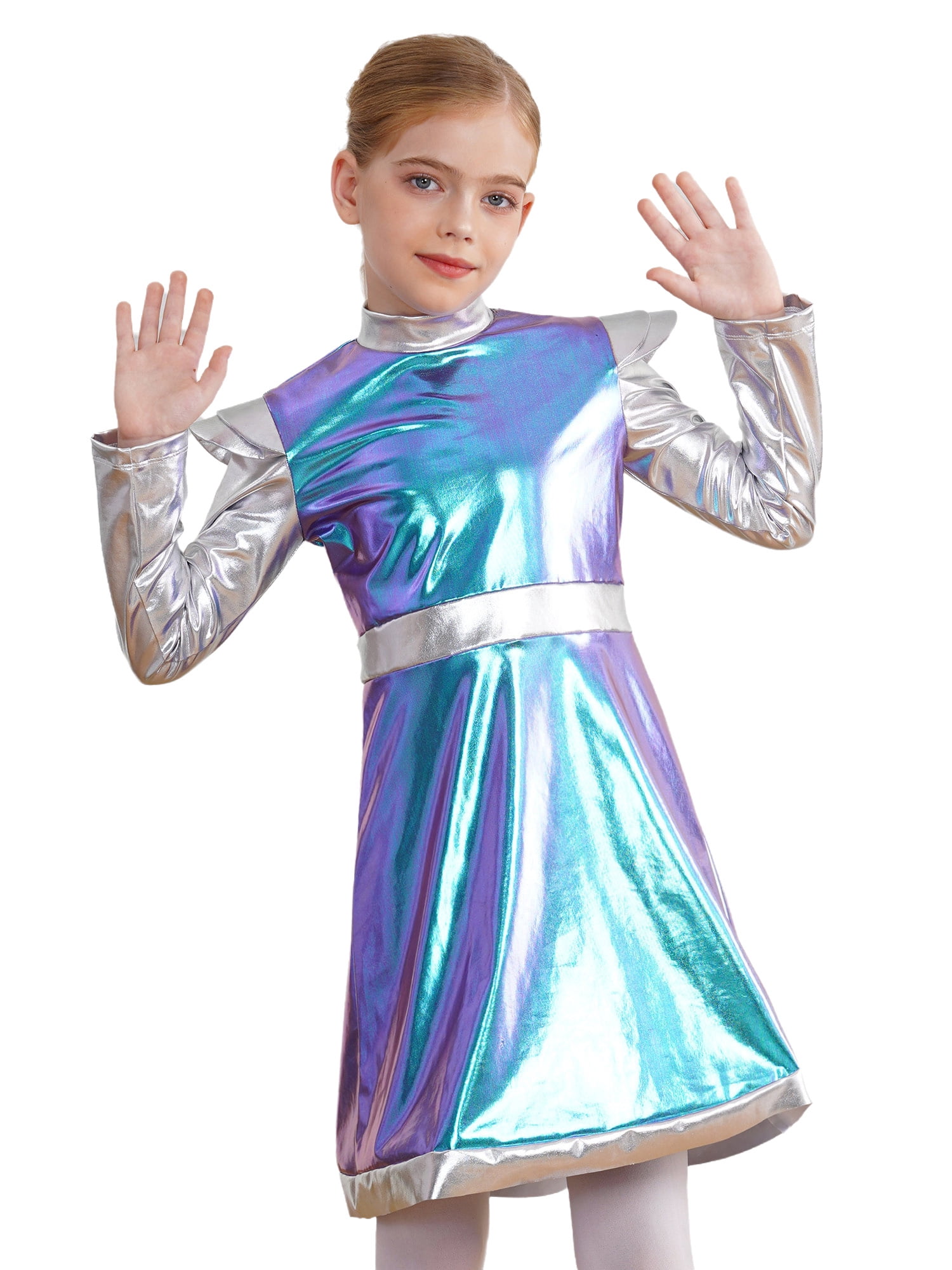 Zaldita Girls Alien Costume Kids Outer Space Man Dress Long Sleeve ...