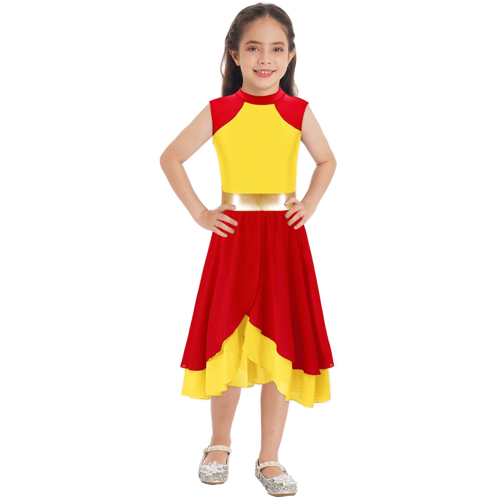 Zaldita Girls Color Block Praise Lyrical Dance Dress Sleeveless ...