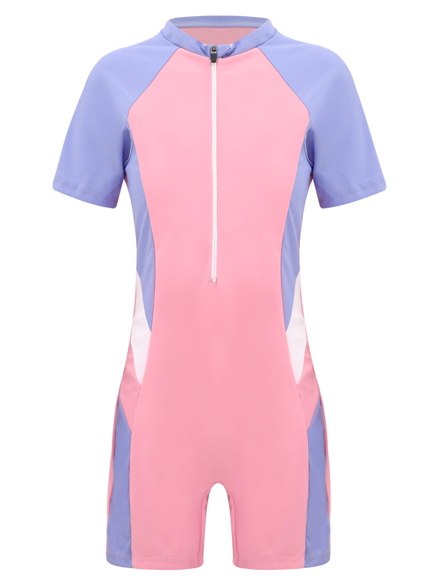 Zaldita Girls Rash Guard One Piece Swimsuit Shorts Sleeve Boyleg ...