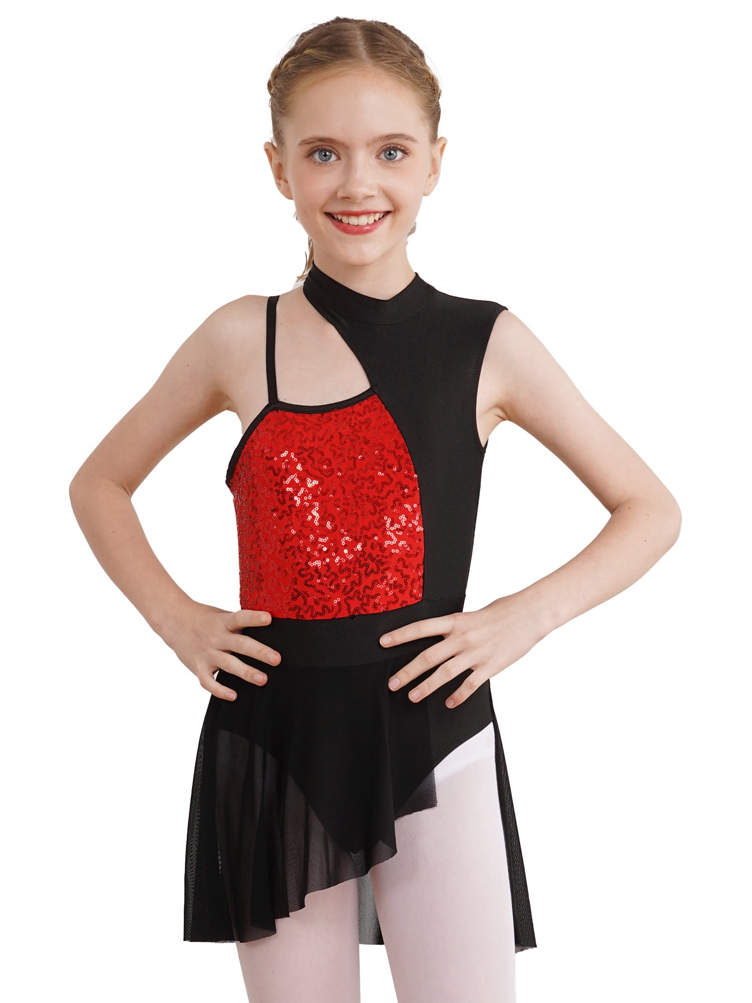 Zaldita Girls Shiny Ballet Latin Dance Dress Halter Neck Gymnastics ...