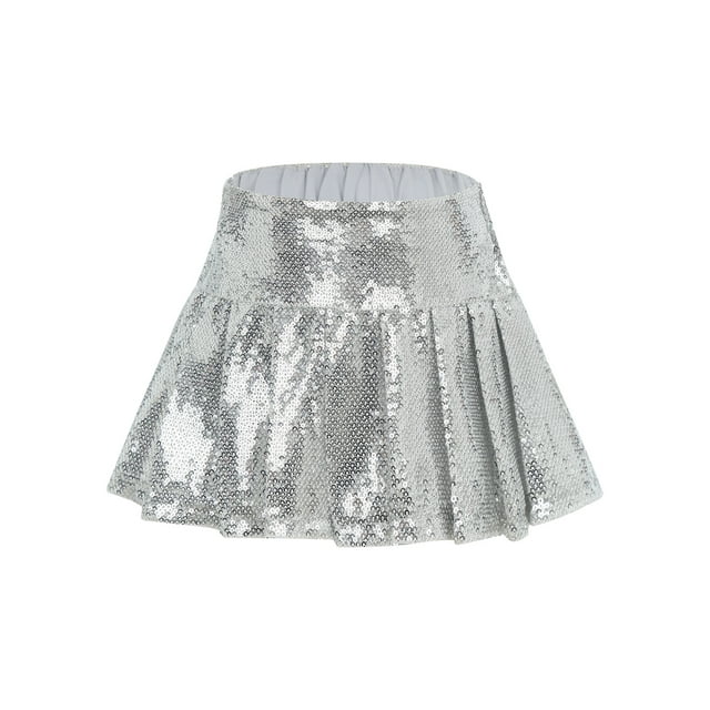 Zaldita Girls Sparkly Pleated Dance Skirt Sequins A-line Short Skirts ...