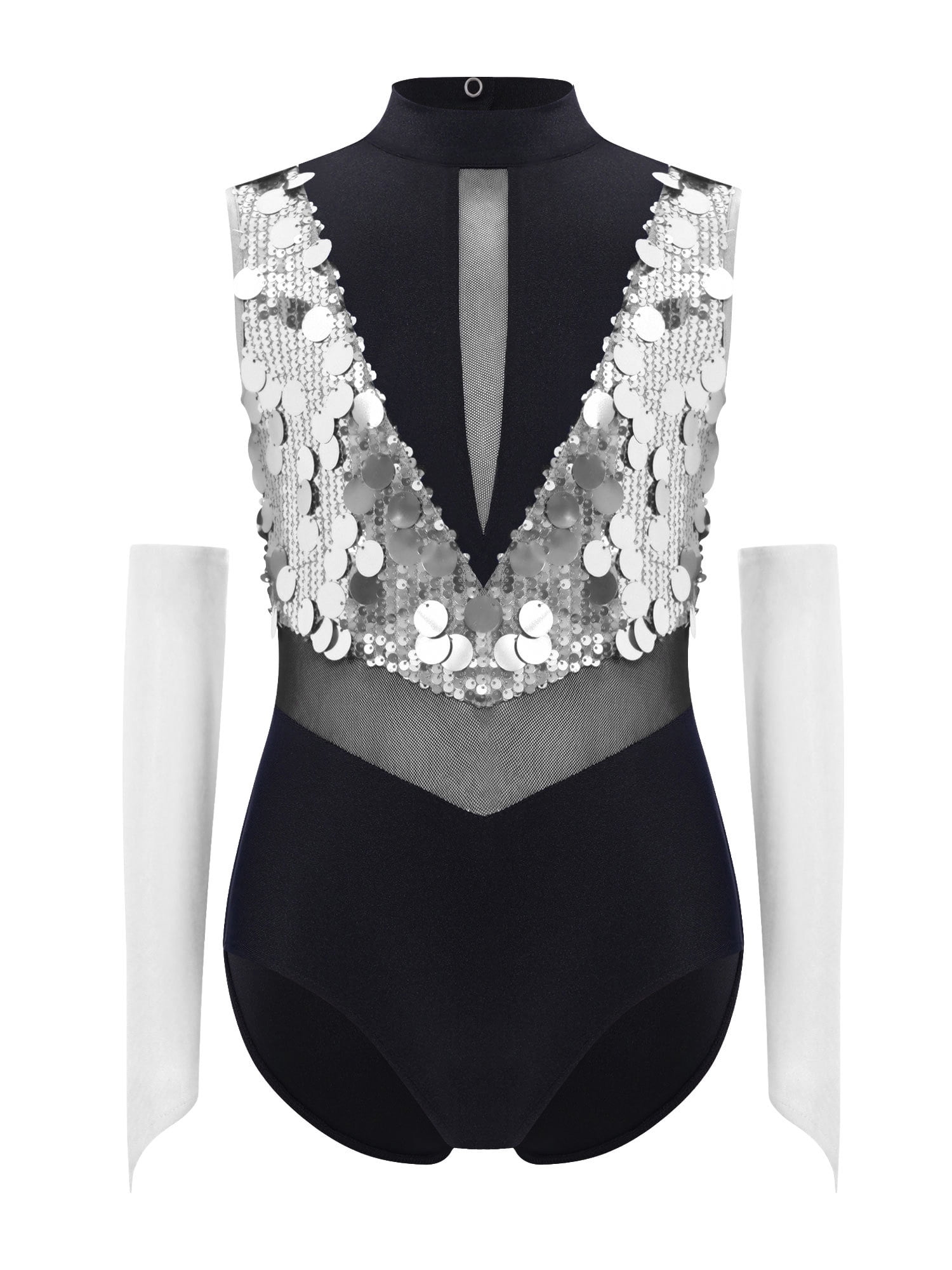 Zaldita Gymnastic Leotard for Girls Sequins Color Block Sleeveless ...