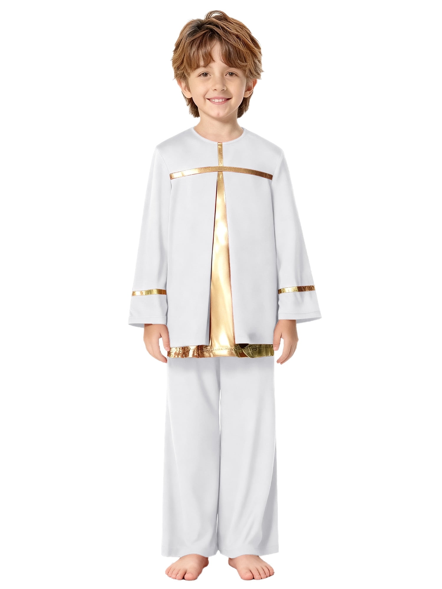 Zaldita Kids Boys Liturgical Praise Dance Top Long Sleeve Metallic ...