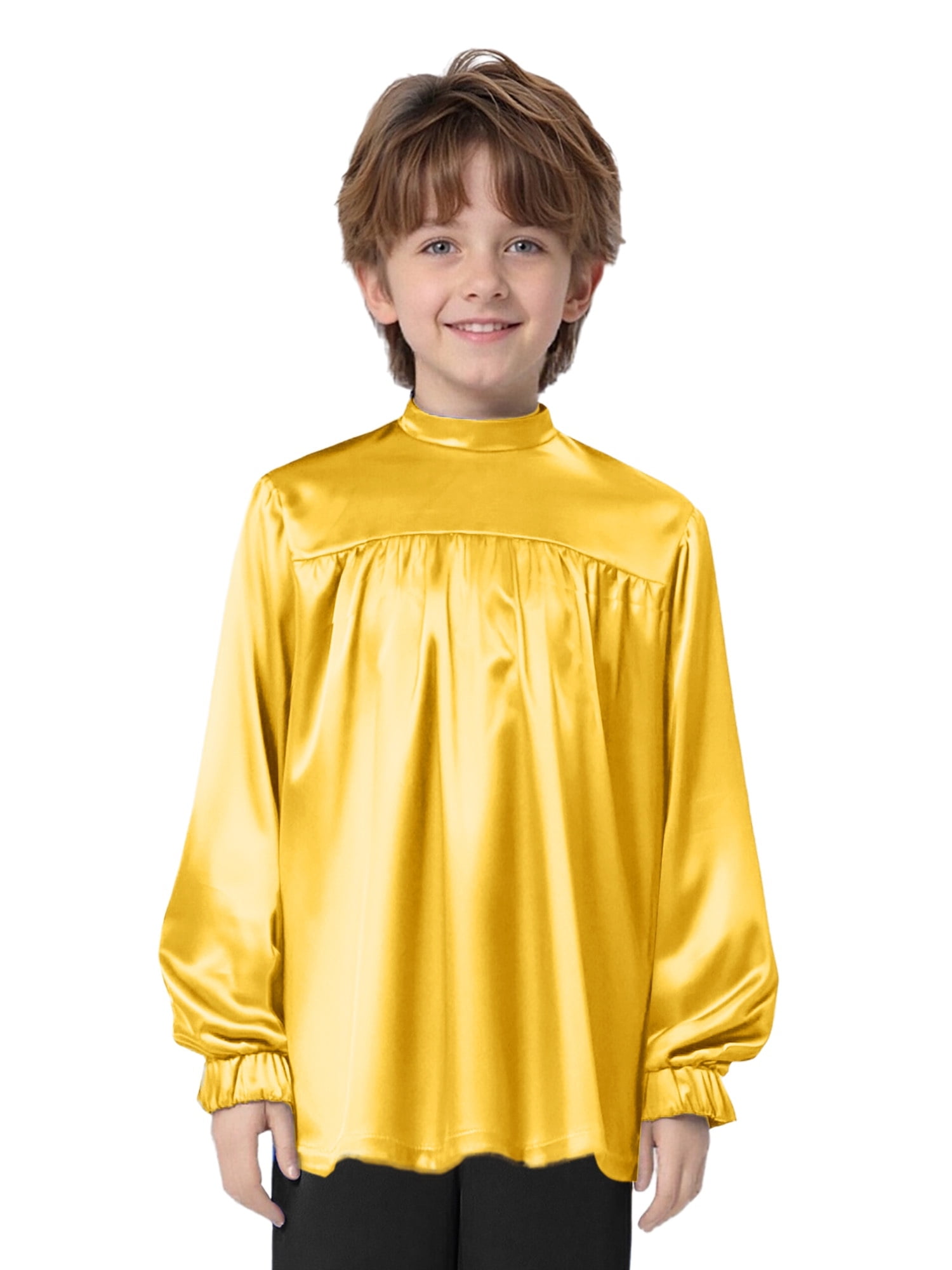 Zaldita Kids Boys Satin Worship Praise Pullover Dance Top Long Sleeve ...