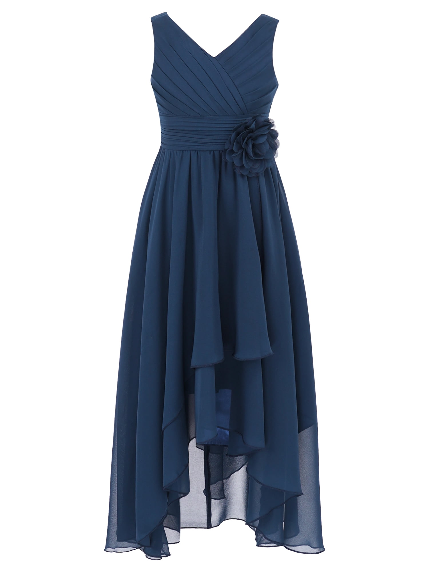 Zaldita Kids Flower Girl High-Low Dress Sleeveless V Neck Junior ...