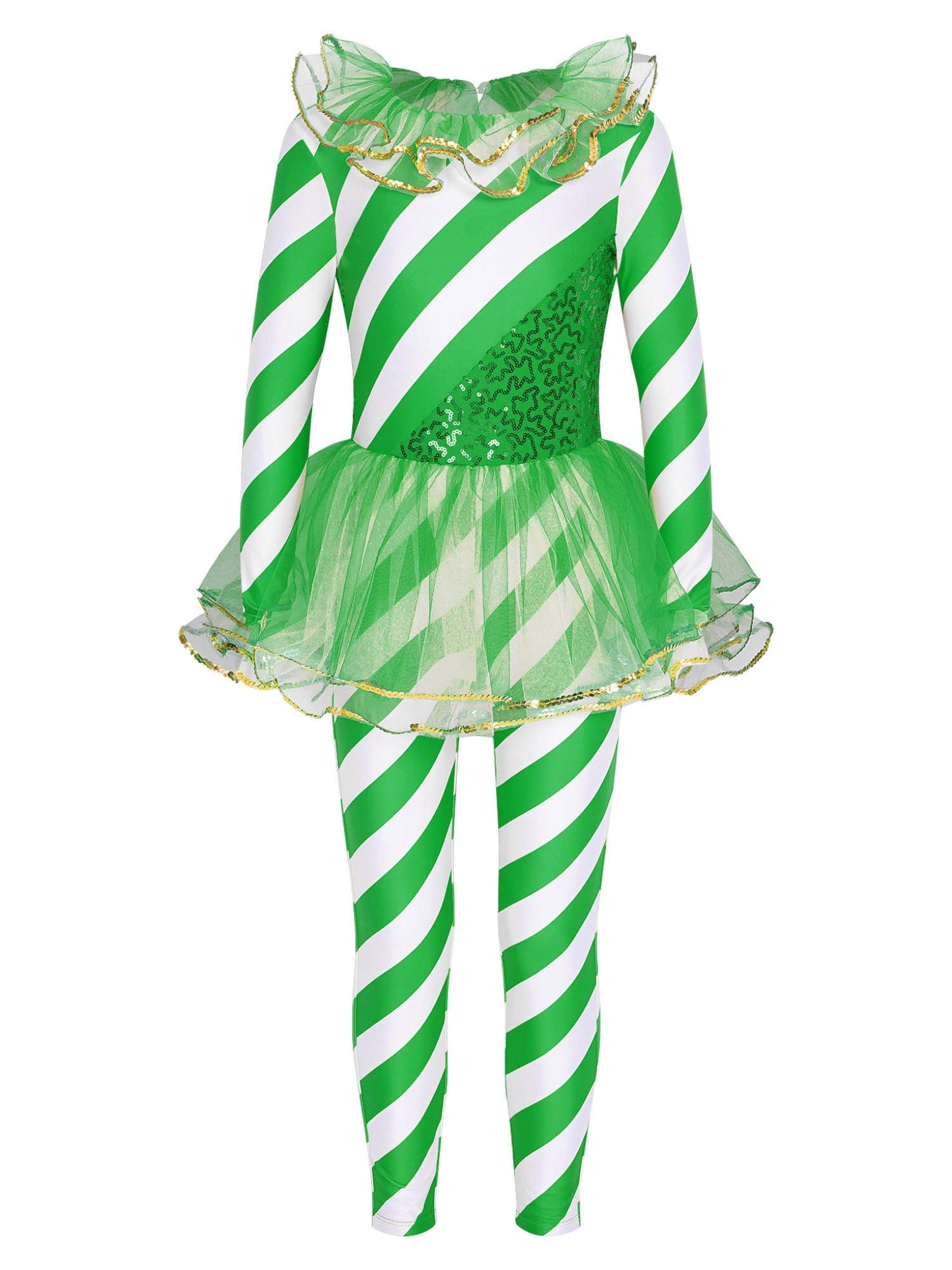 Zaldita Kids Girl's Striped Christmas Costume Gymnastics Leotards ...