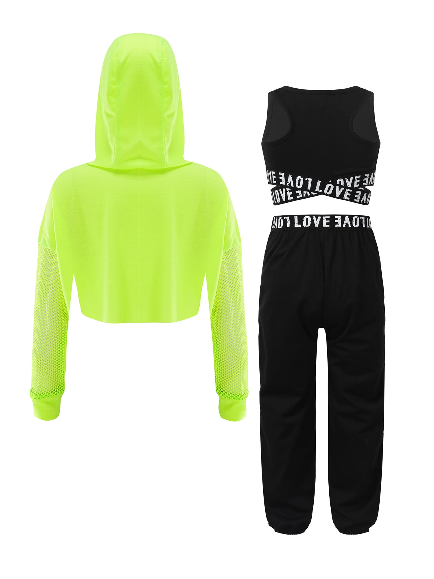 Zaldita Kids Girls 3 Piece Hip Hop Street Dance Outfits Crop Top Hooded ...