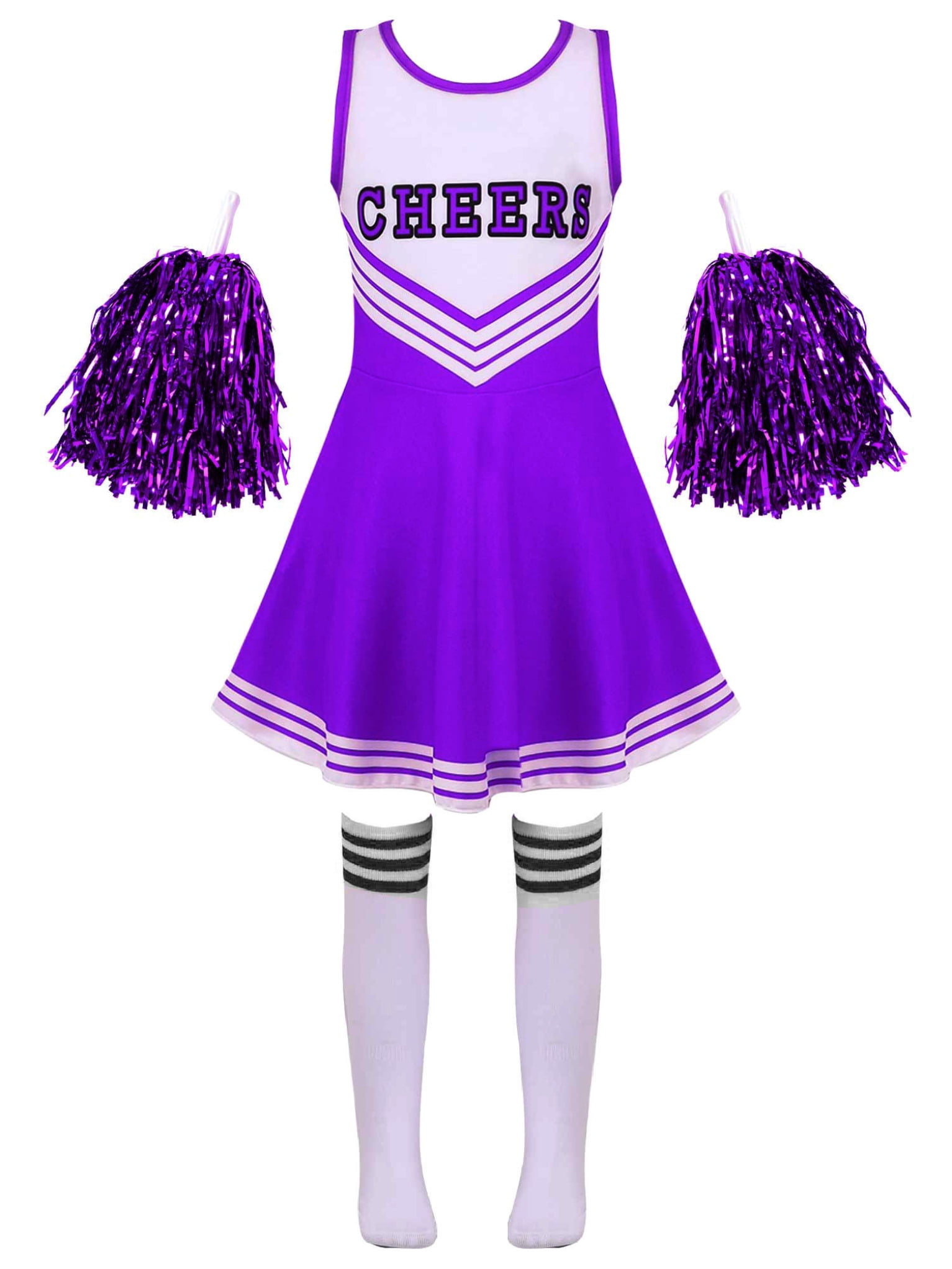 Zaldita Kids Girls Cheerleading Uniform Outfit Top with Pleated Skirt ...