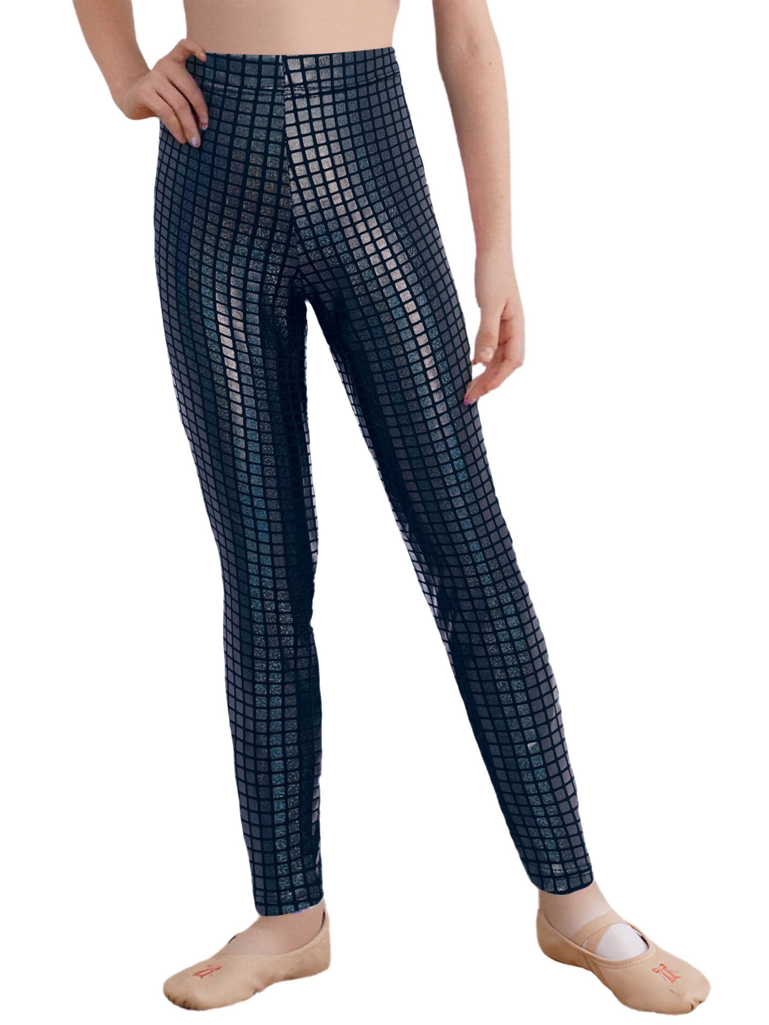 Zaldita Kids Girls Gymnastics Street Dance Pants Metallic Plaid ...