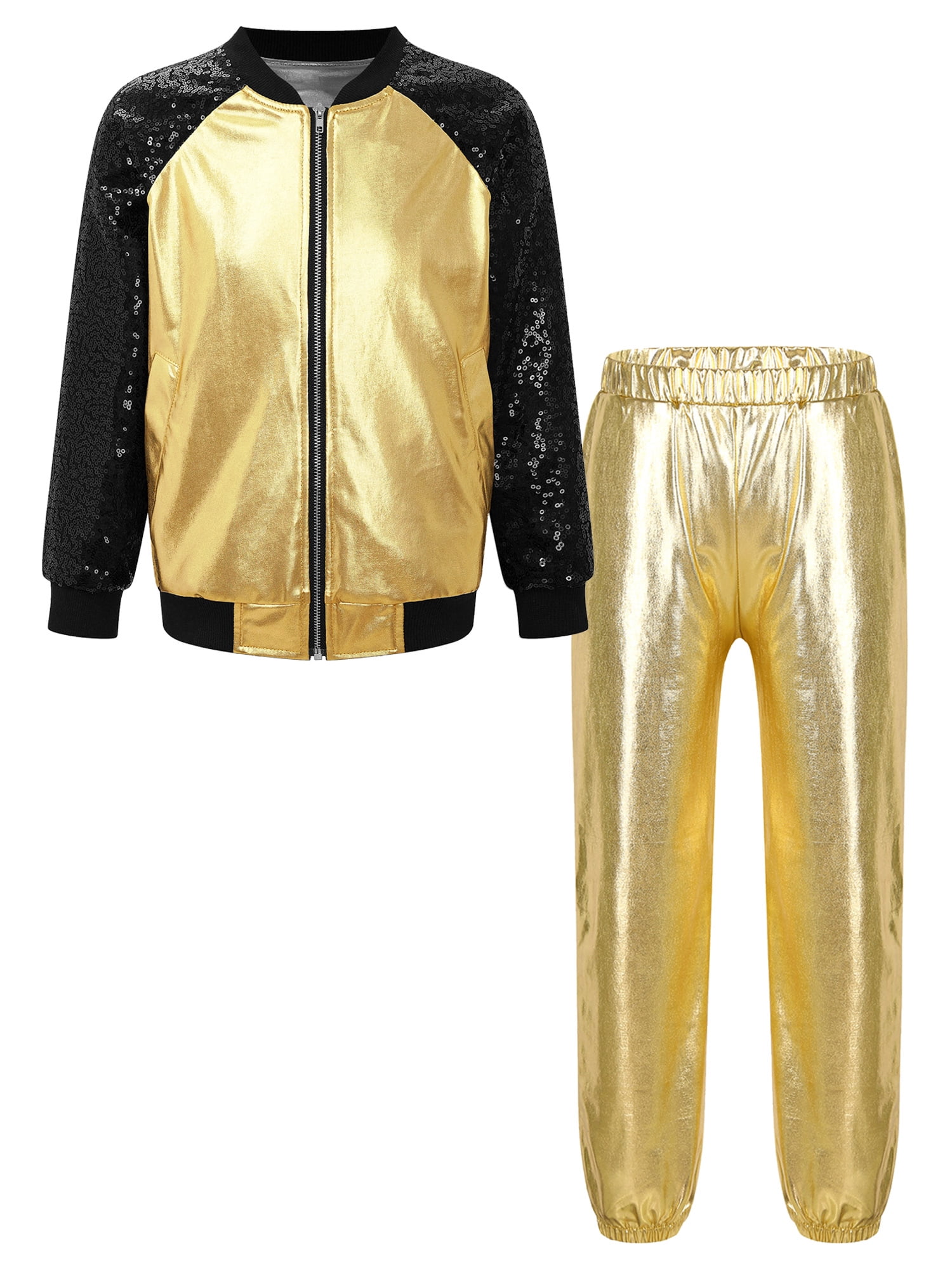 Zaldita Kids Girls Hip Hop Dance Outfit Street Tracksuit Sequin Jacket ...