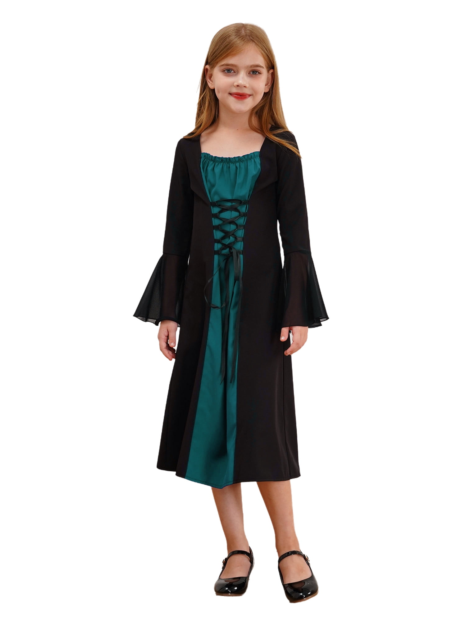 Zaldita Kids Girls Medieval Maiden Princess Dress-up Bell Sleeve Maxi ...