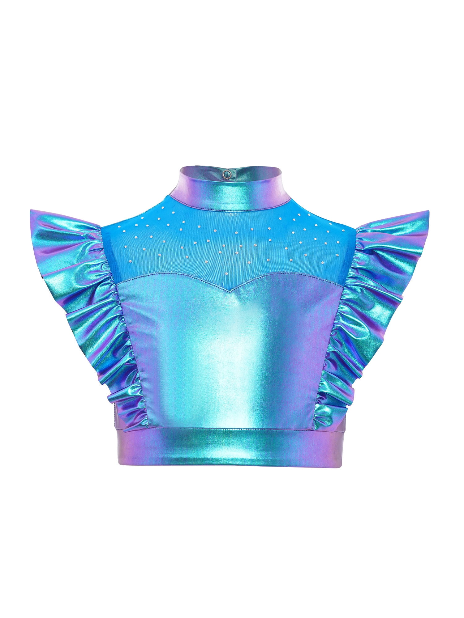 Zaldita Kids Girls Ruffle Sleeve Crop Tank Top Jazz Hip Hop Dance wear ...