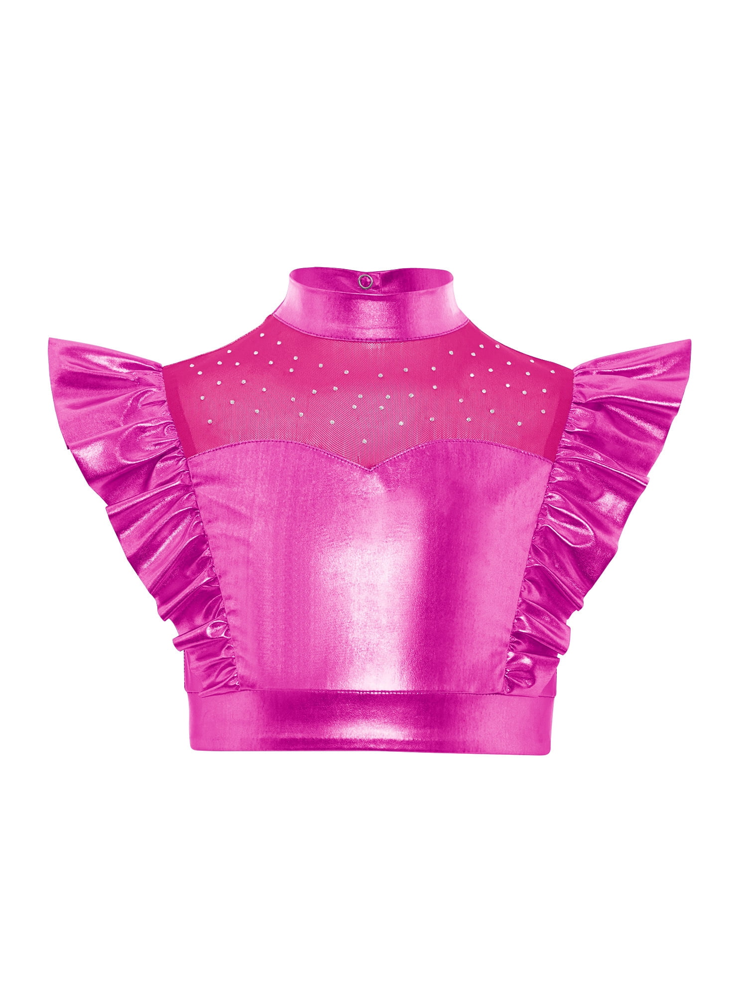 Zaldita Kids Girls Ruffle Sleeve Crop Tank Top Jazz Hip Hop Dance wear ...