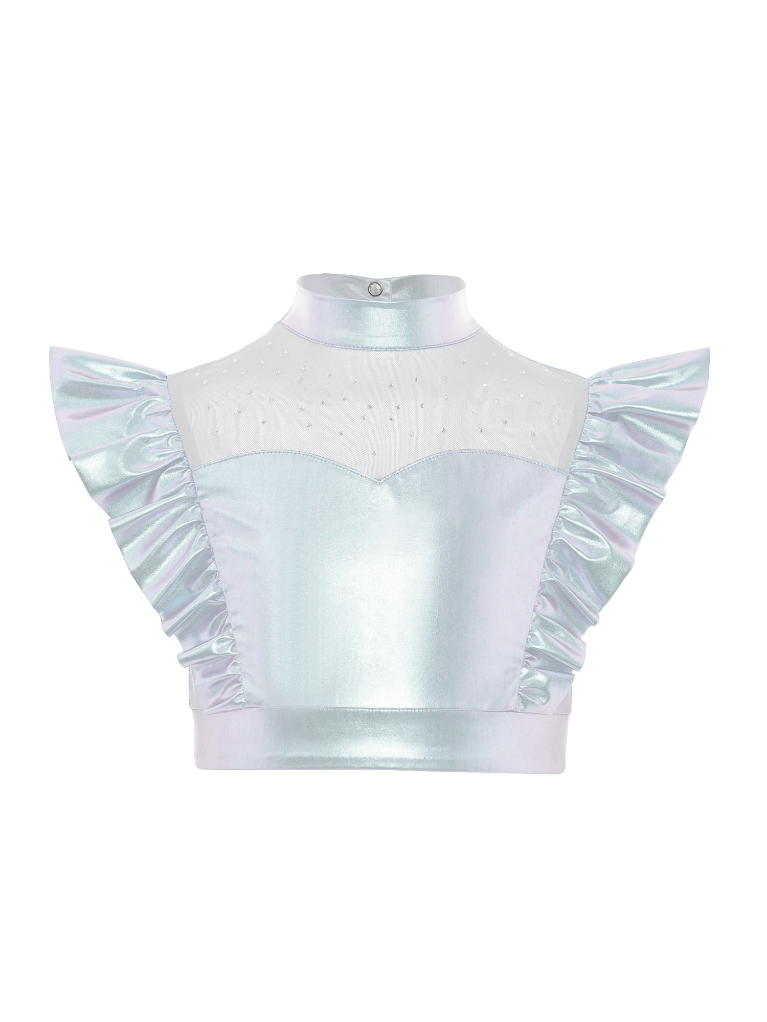 Zaldita Kids Girls Ruffle Sleeve Crop Tank Top Jazz Hip Hop Dance wear ...
