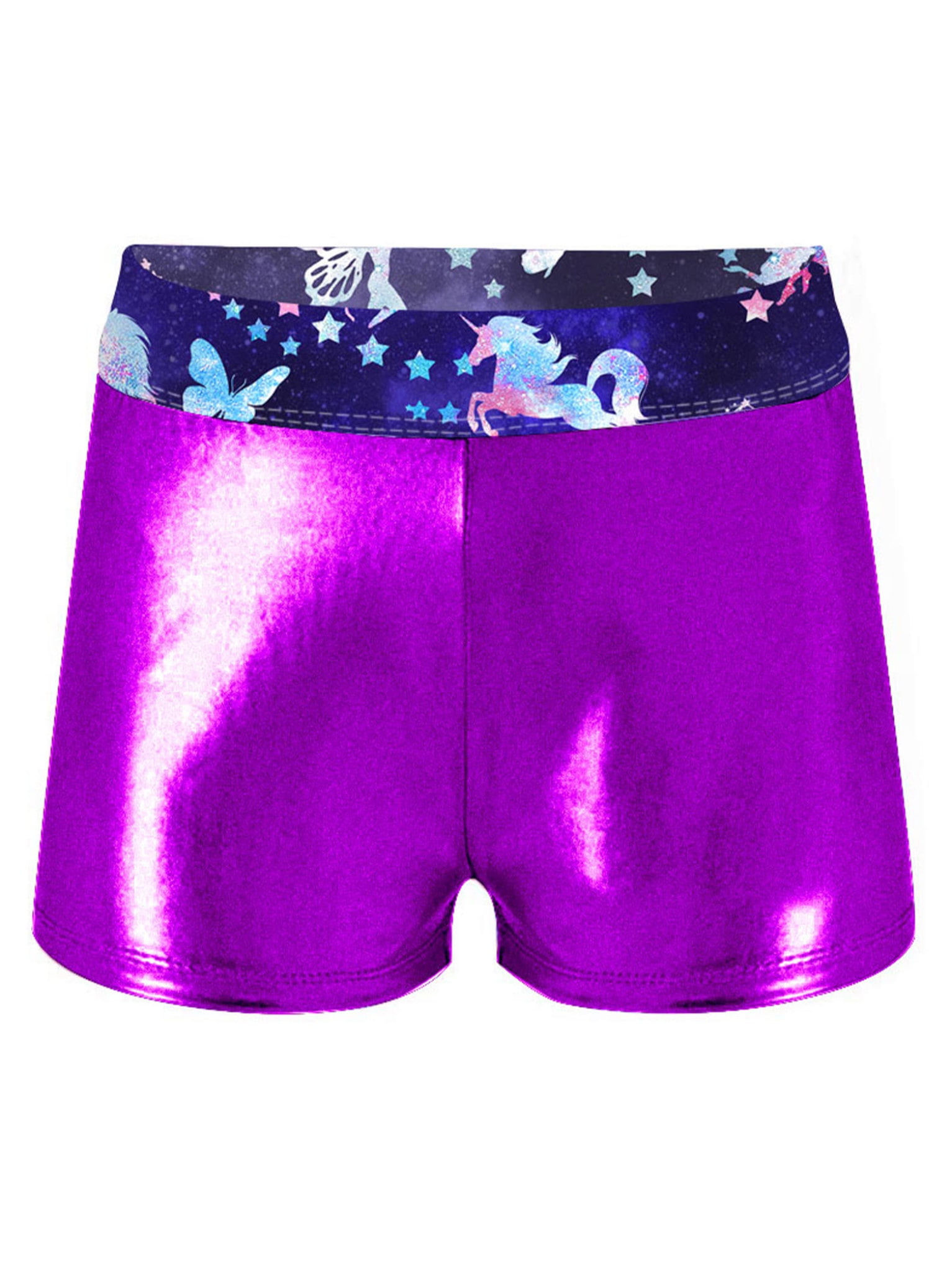 Zaldita Kids Girls Shiny Metallic Ballet Dance Shorts Gym Workout ...