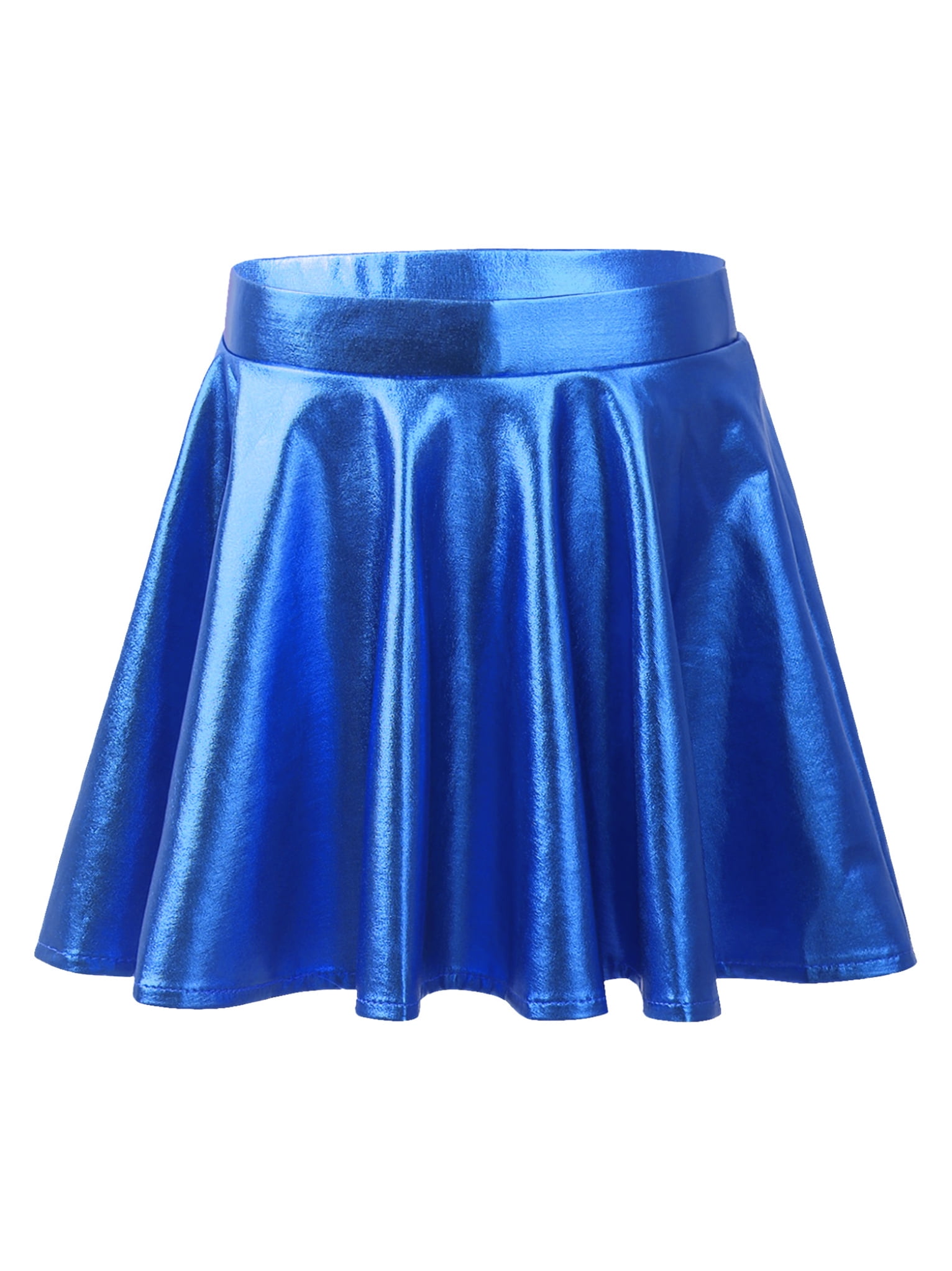 Zaldita Kids Girls Shiny Metallic Flared Mini Skater Skirt High Waist A ...