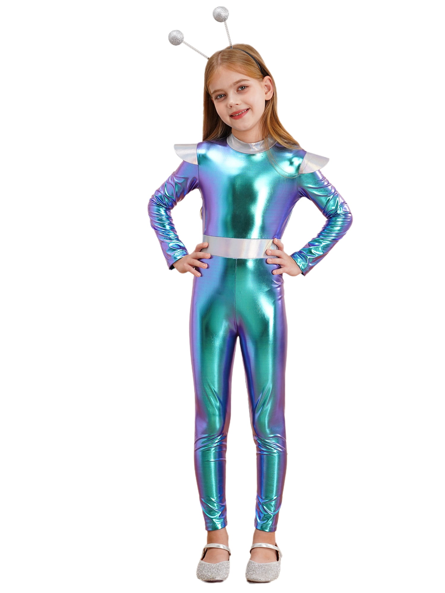 Zaldita Kids Girls Shiny Metallic Unitards Full Body One Piece ...