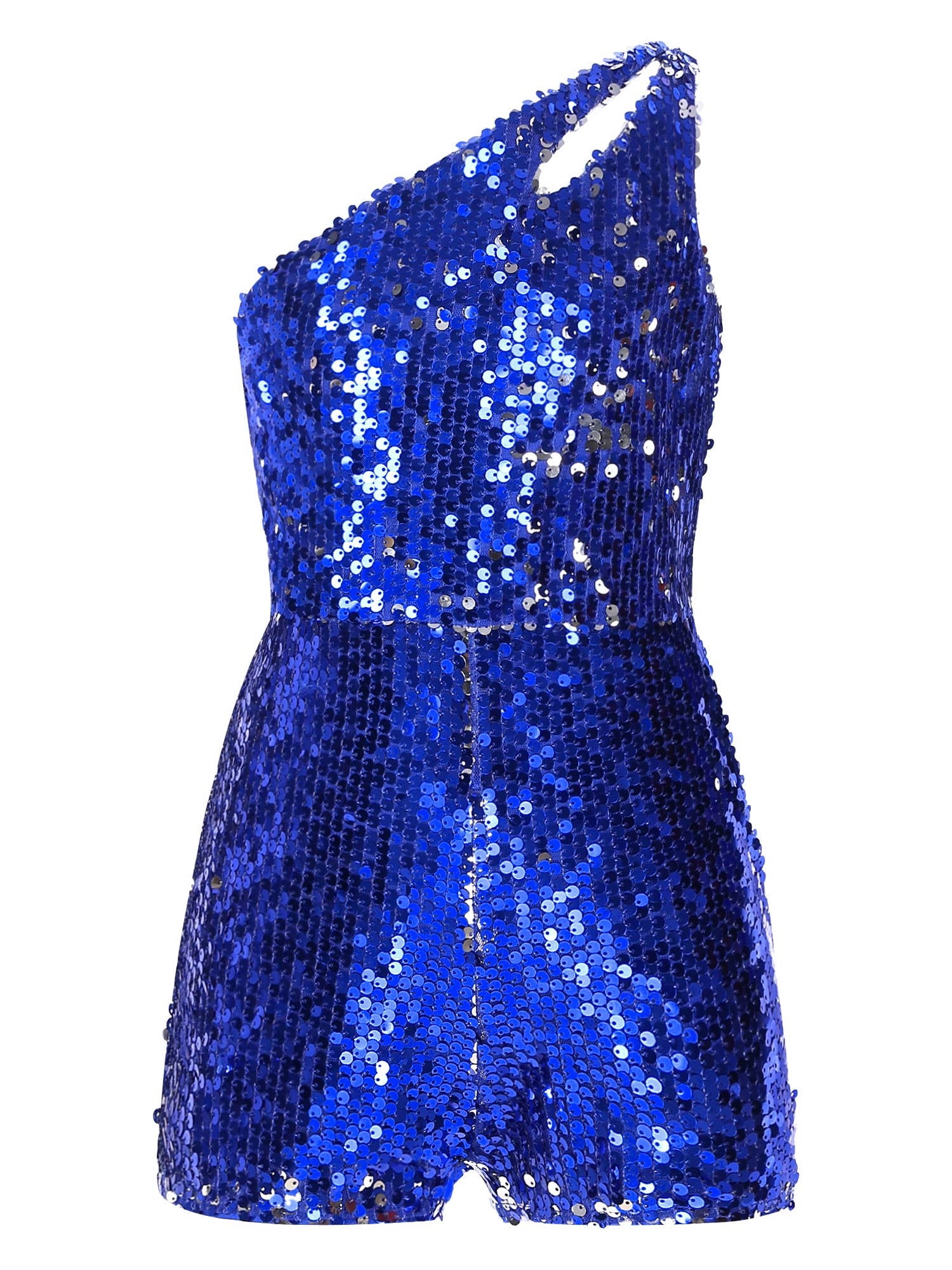 Zaldita Kids Girls Shiny Sequin Rompers Gown One Shoulders Sleeveless ...