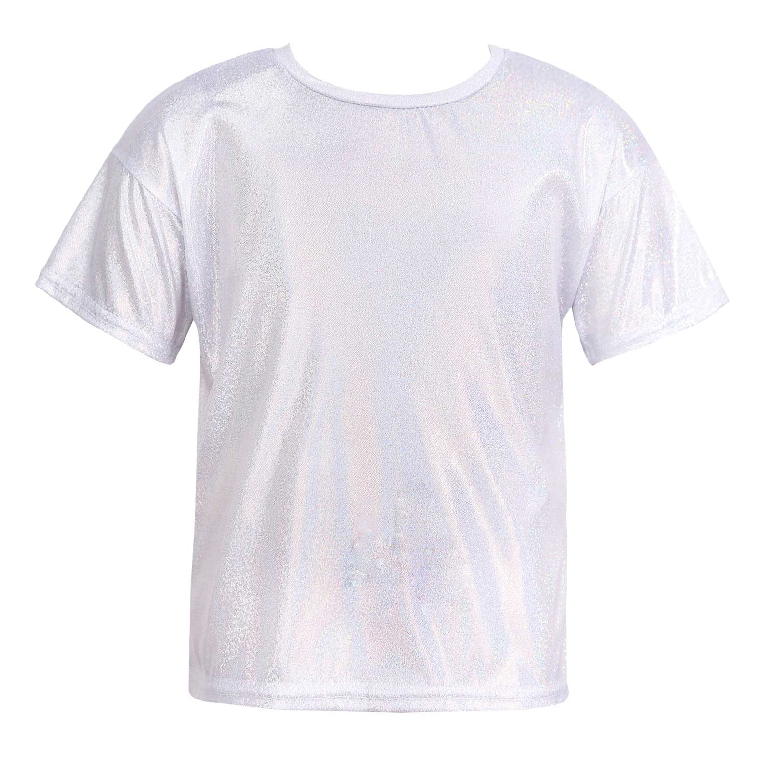 Zaldita Kids Girls Sparkly Metallic Shiny T-shirt Boys Short Sleeves ...