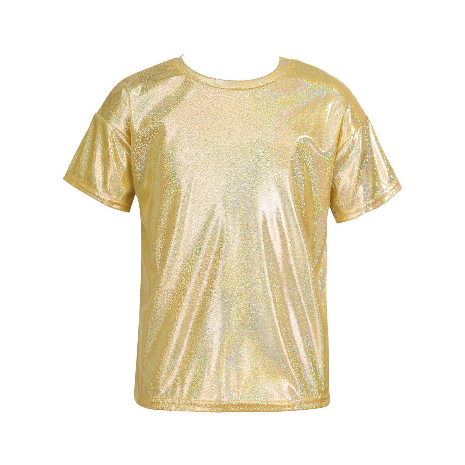 Zaldita Kids Girls Sparkly Metallic Shiny T-shirt Boys Short Sleeves ...