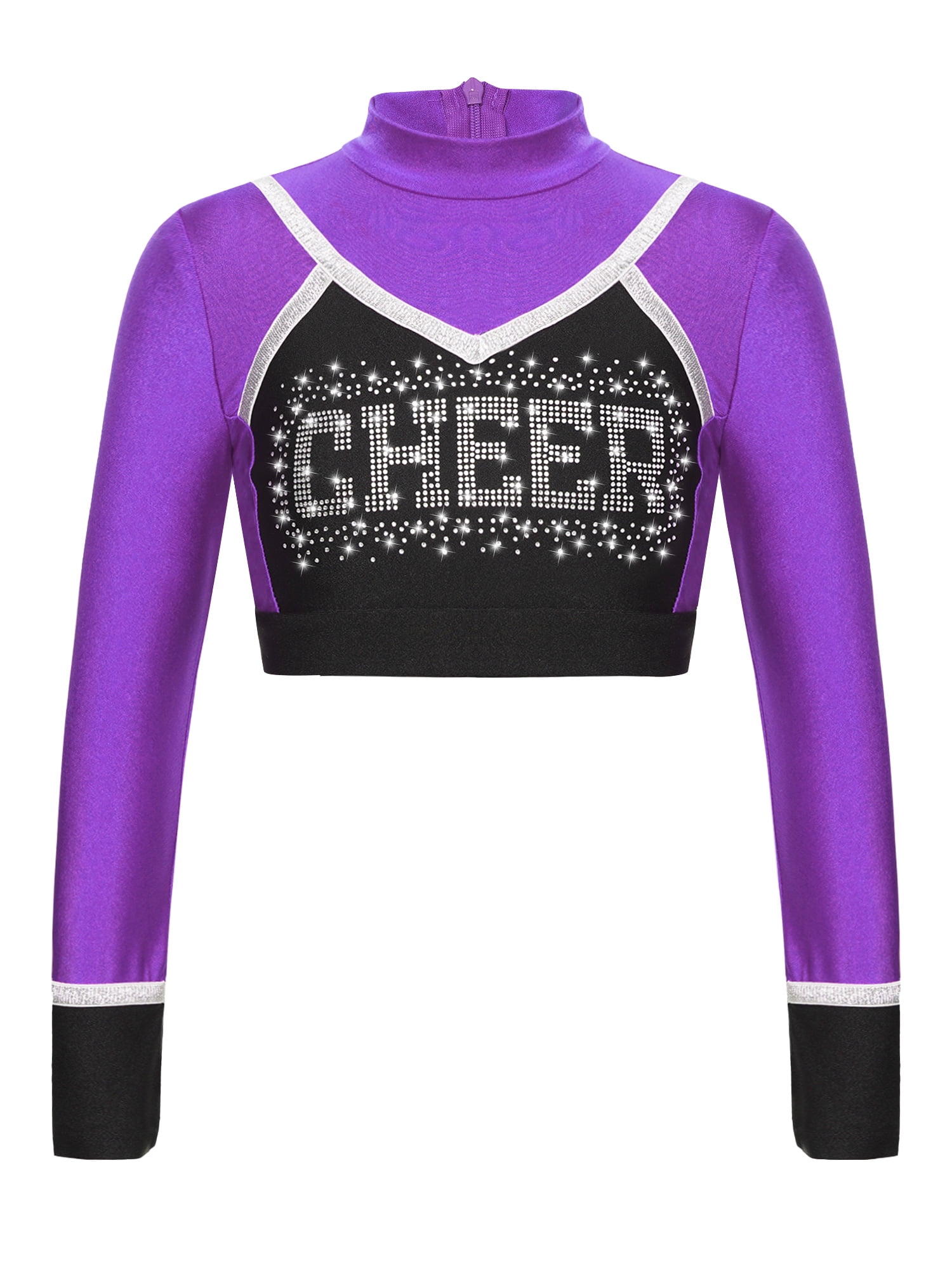 Zaldita Kids Girls Turtleneck Dance Crop Tops Ghiny Diamond Athletic ...