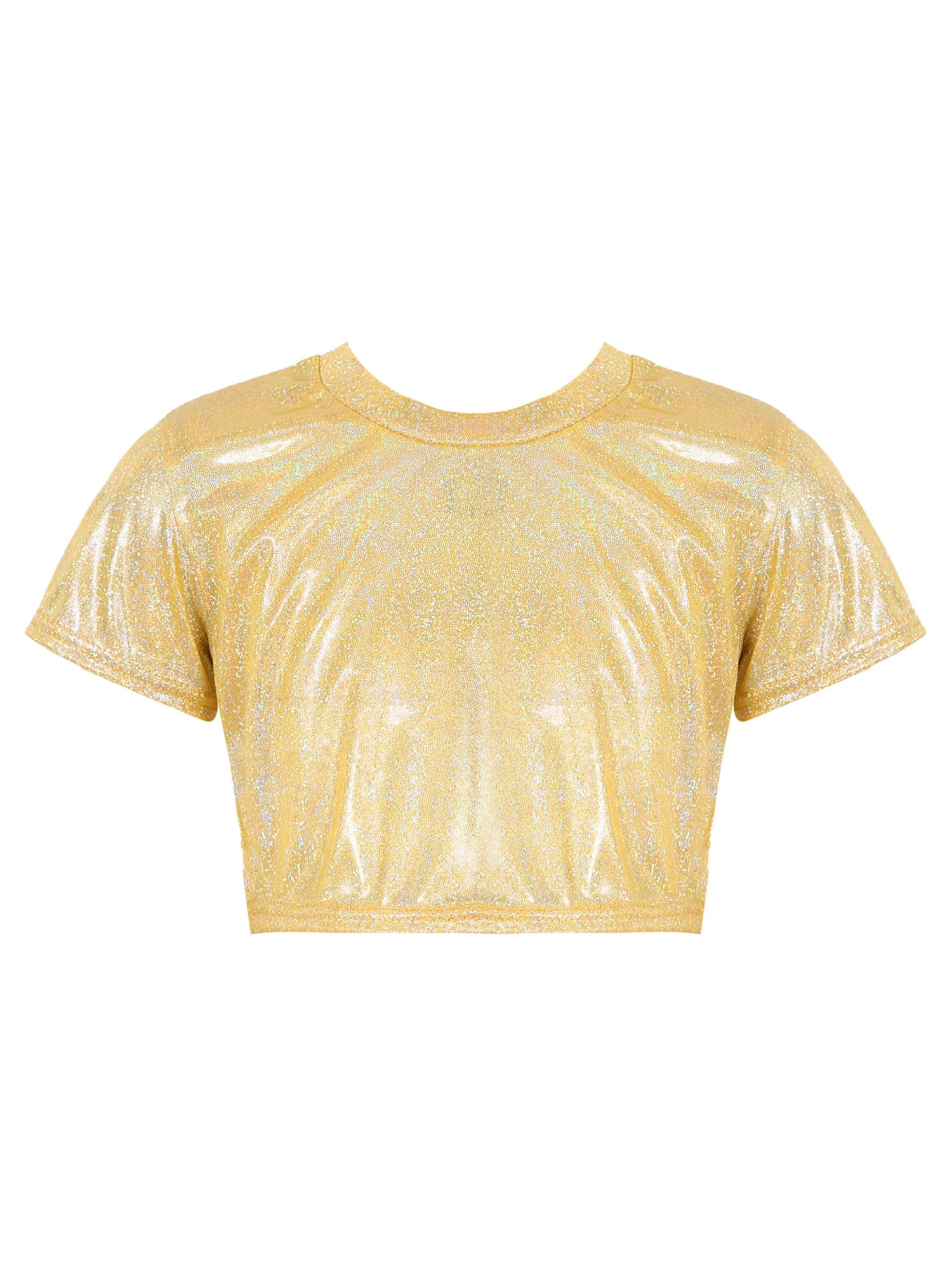 Zaldita Kids Hip Hop Dance Crop Tops Girls Boys Shiny Metallic Street ...