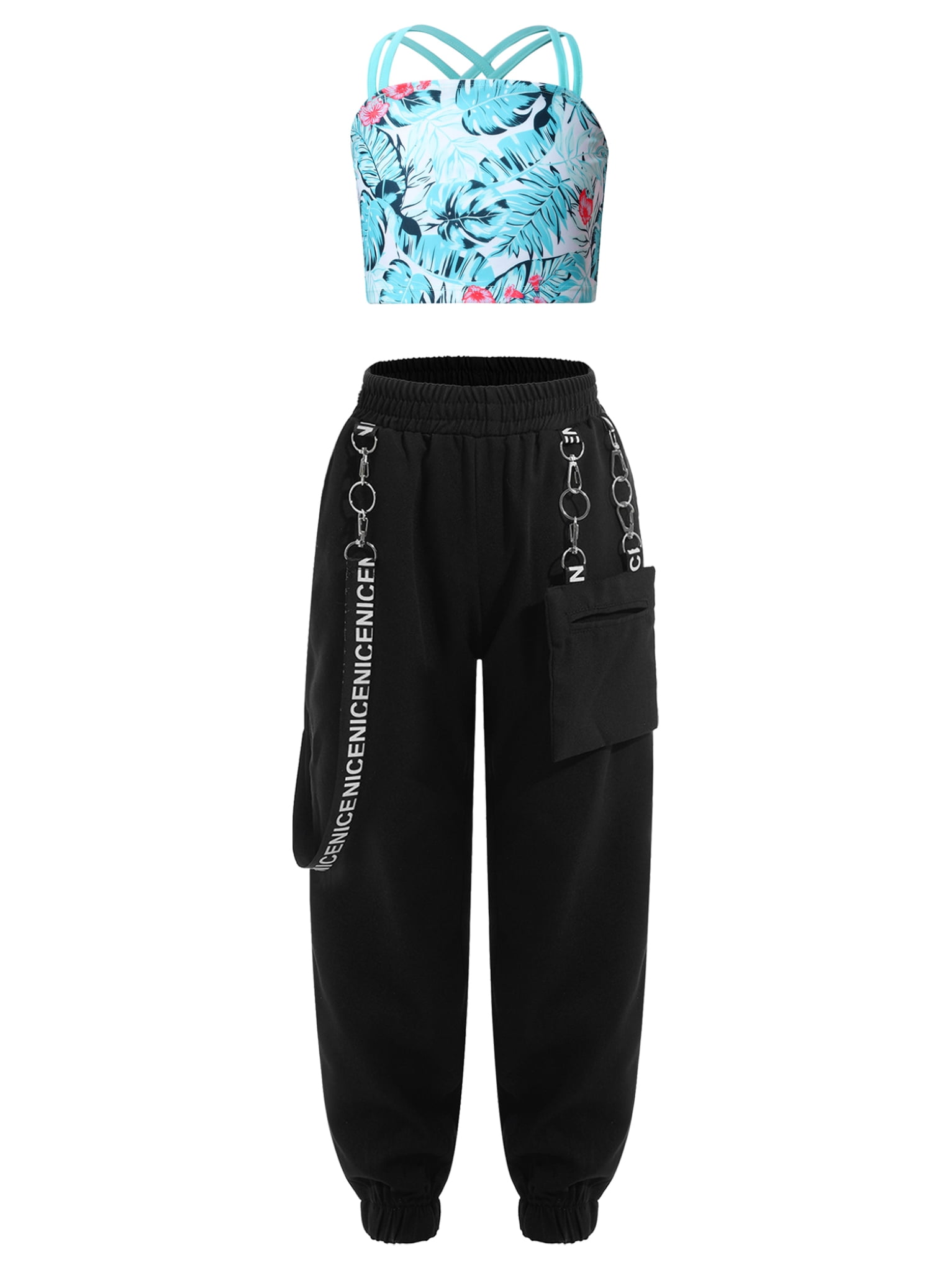 Zaldita Kids Hip Hop Outfits Sports Bra Casual Pants Jogging Sets ...