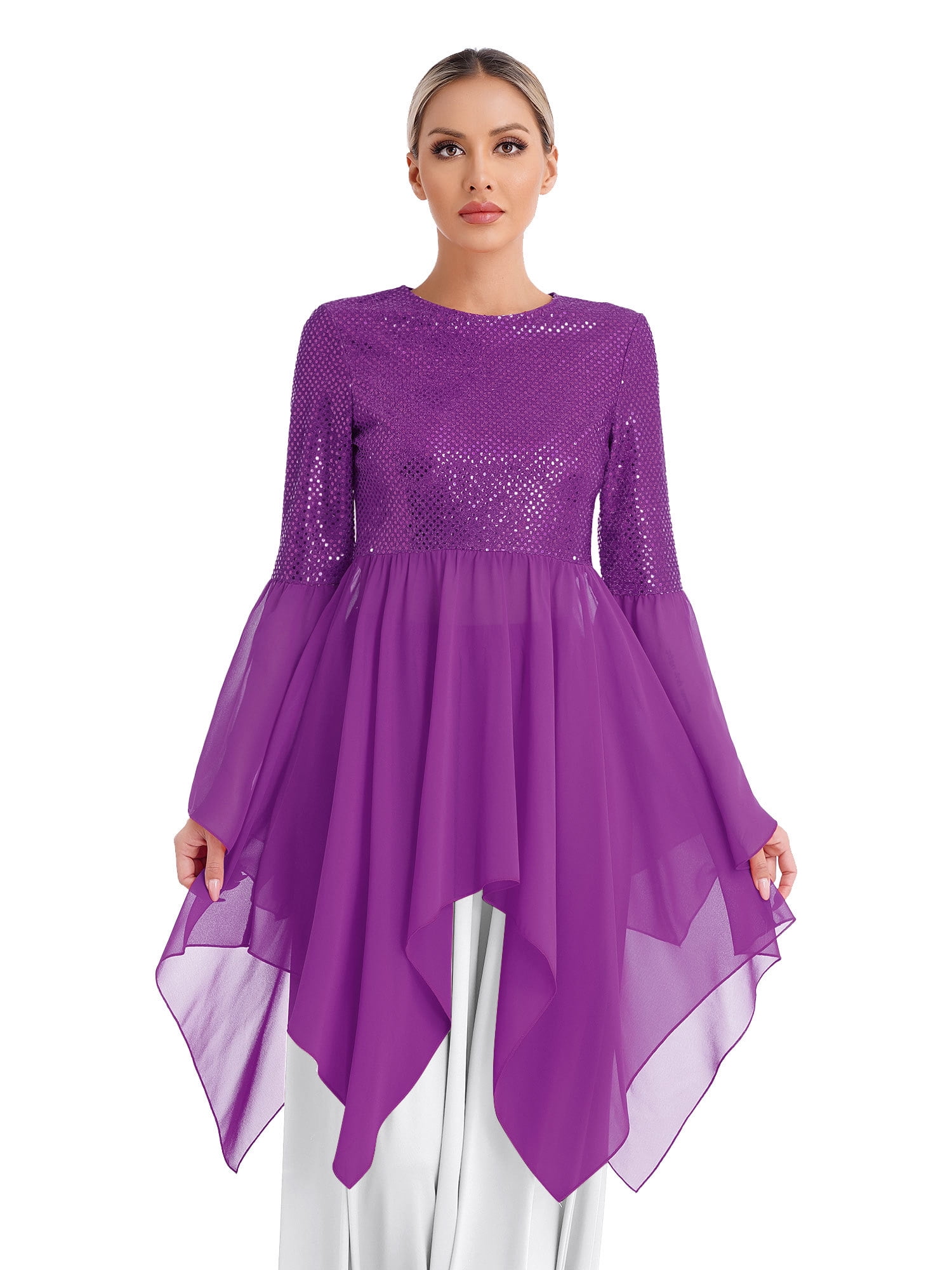 Zaldita Liturgical Praise Dance Dress for Women Shiny Sequins Lyrical ...