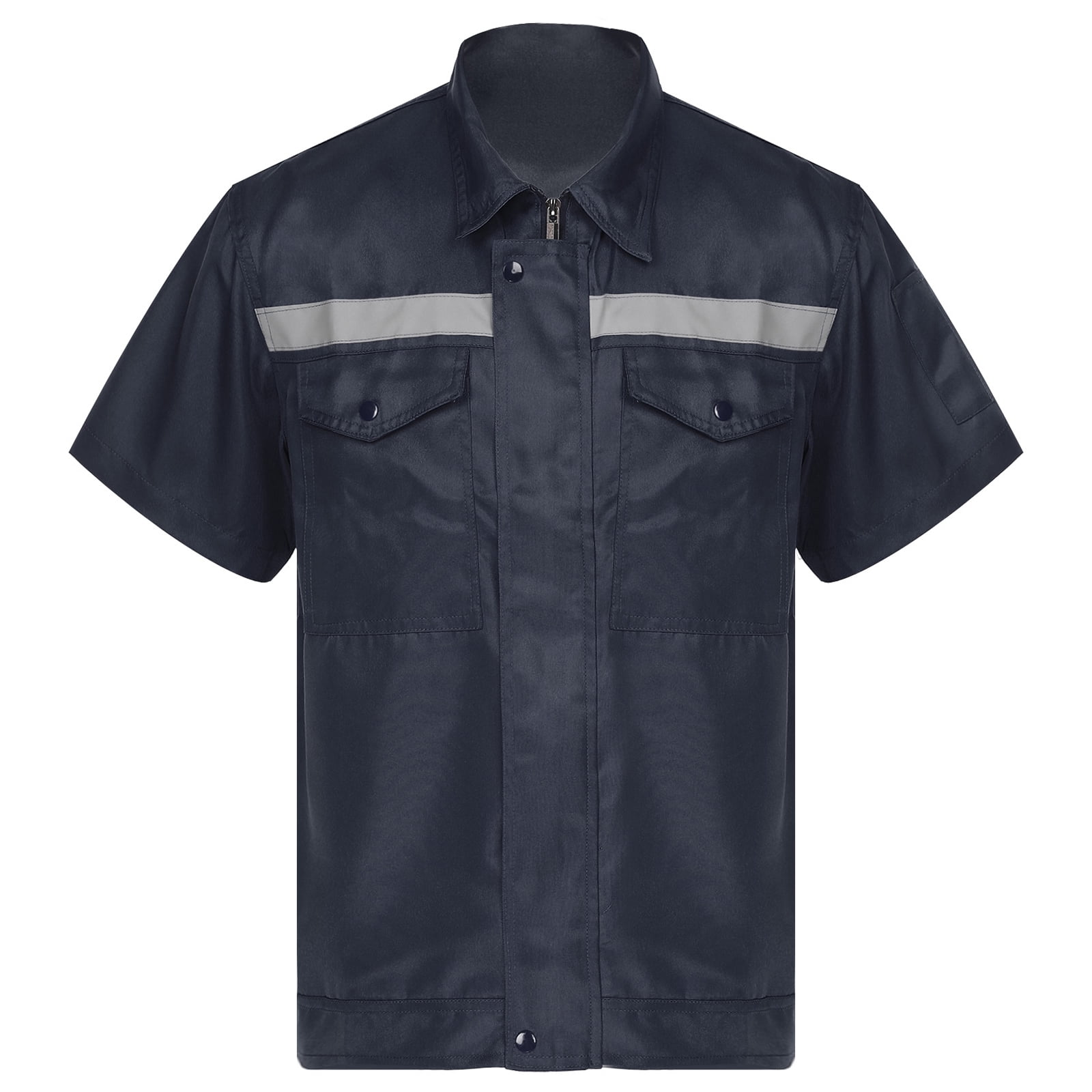 Zaldita Men Short Sleeve Zipper Work Shirt Mechanic Uniform Shirt ...