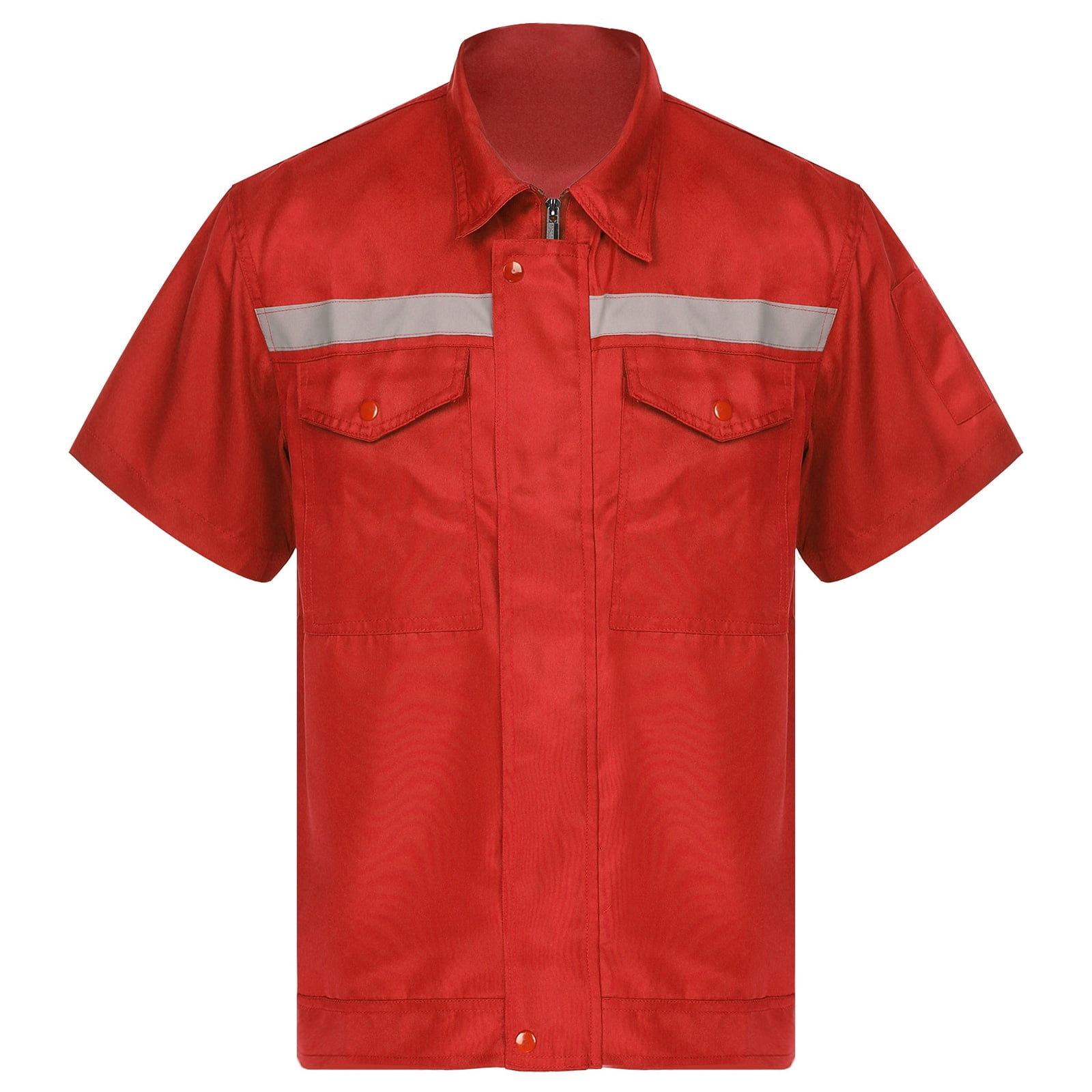 Zaldita Men Short Sleeve Zipper Work Shirt Mechanic Uniform Shirt ...