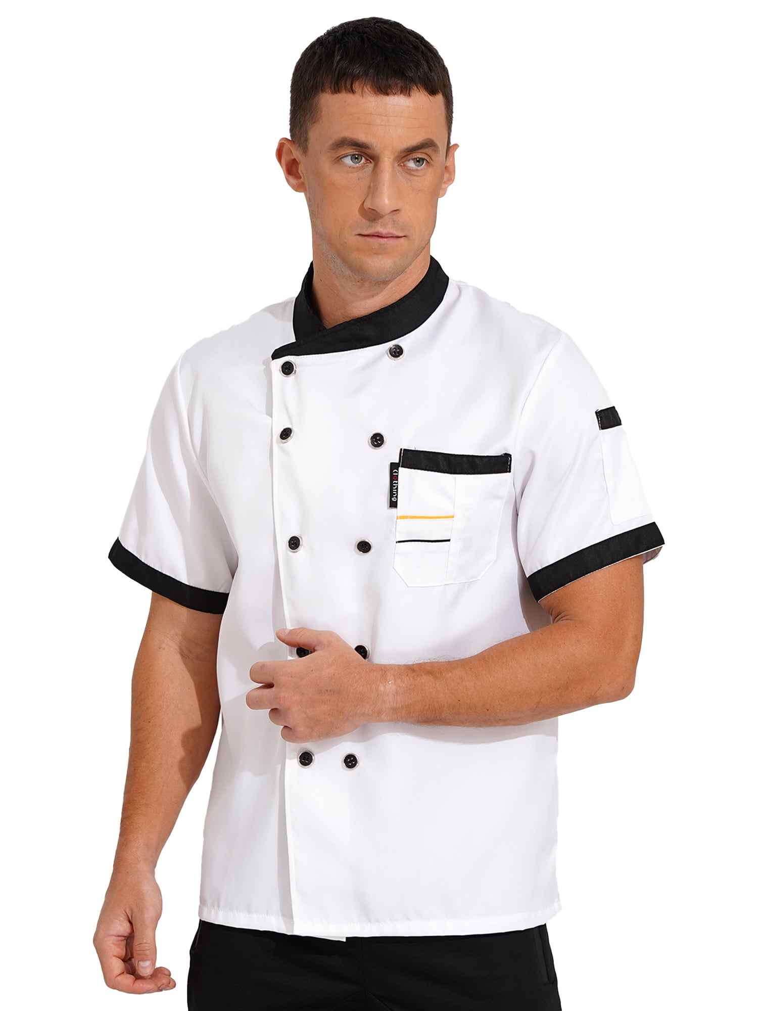 Zaldita Men's Chef Jacket Double Breasted Short Sleeves Chef Coat ...