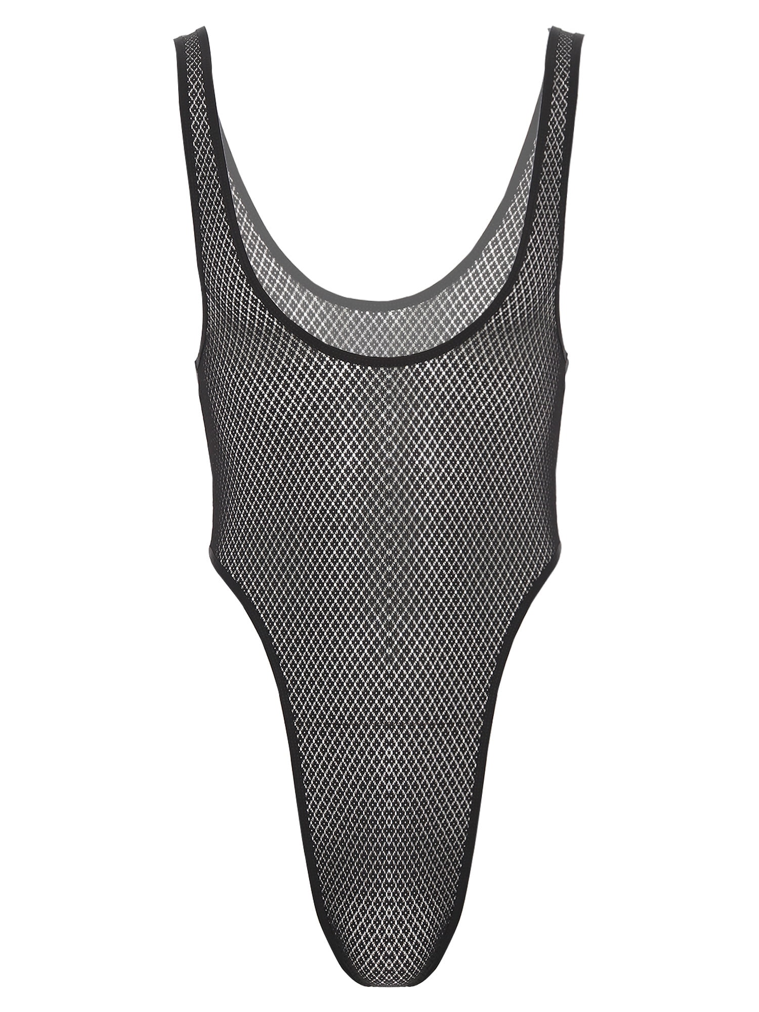 Zaldita Men's Mesh Sheer Suspenders Wrestling Singlet Leotard Deep Scoop Neck Bodysuit Black ...