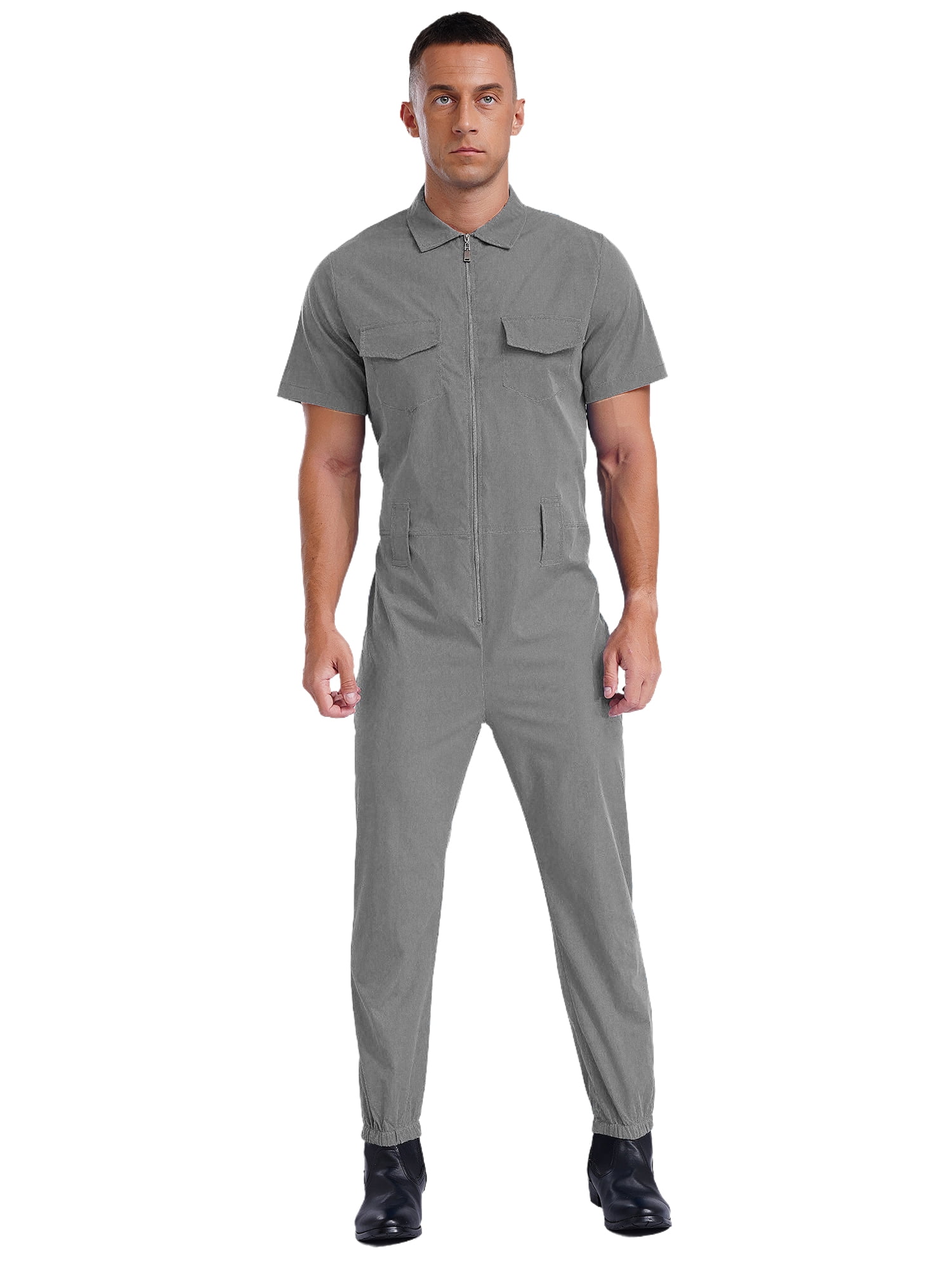 Zaldita Men's Short Sleeve Coverall Work Overalls Mechanic Workerwear ...