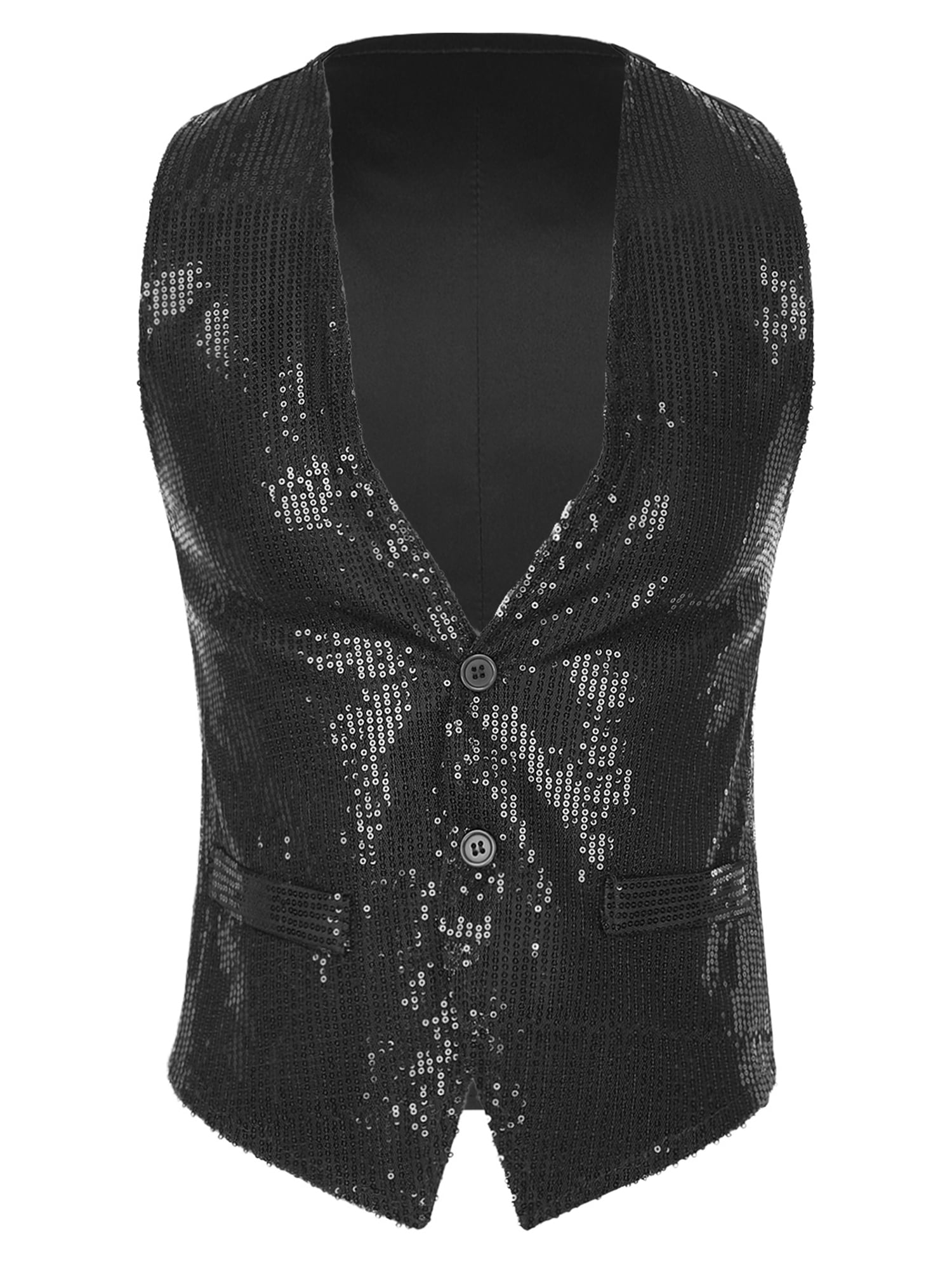 Zaldita Mens Sparkly Sequins V-Neck Vest Button Down Hipster Dress Suit ...