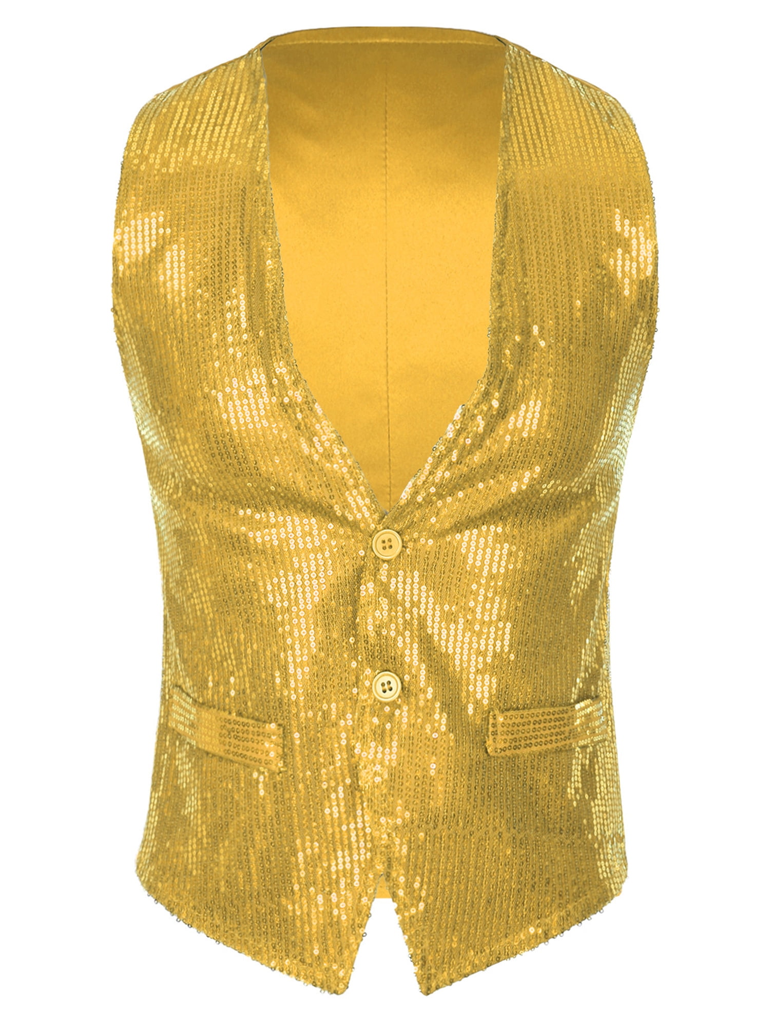 Zaldita Mens Sparkly Sequins V-Neck Vest Button Down Hipster Dress Suit ...