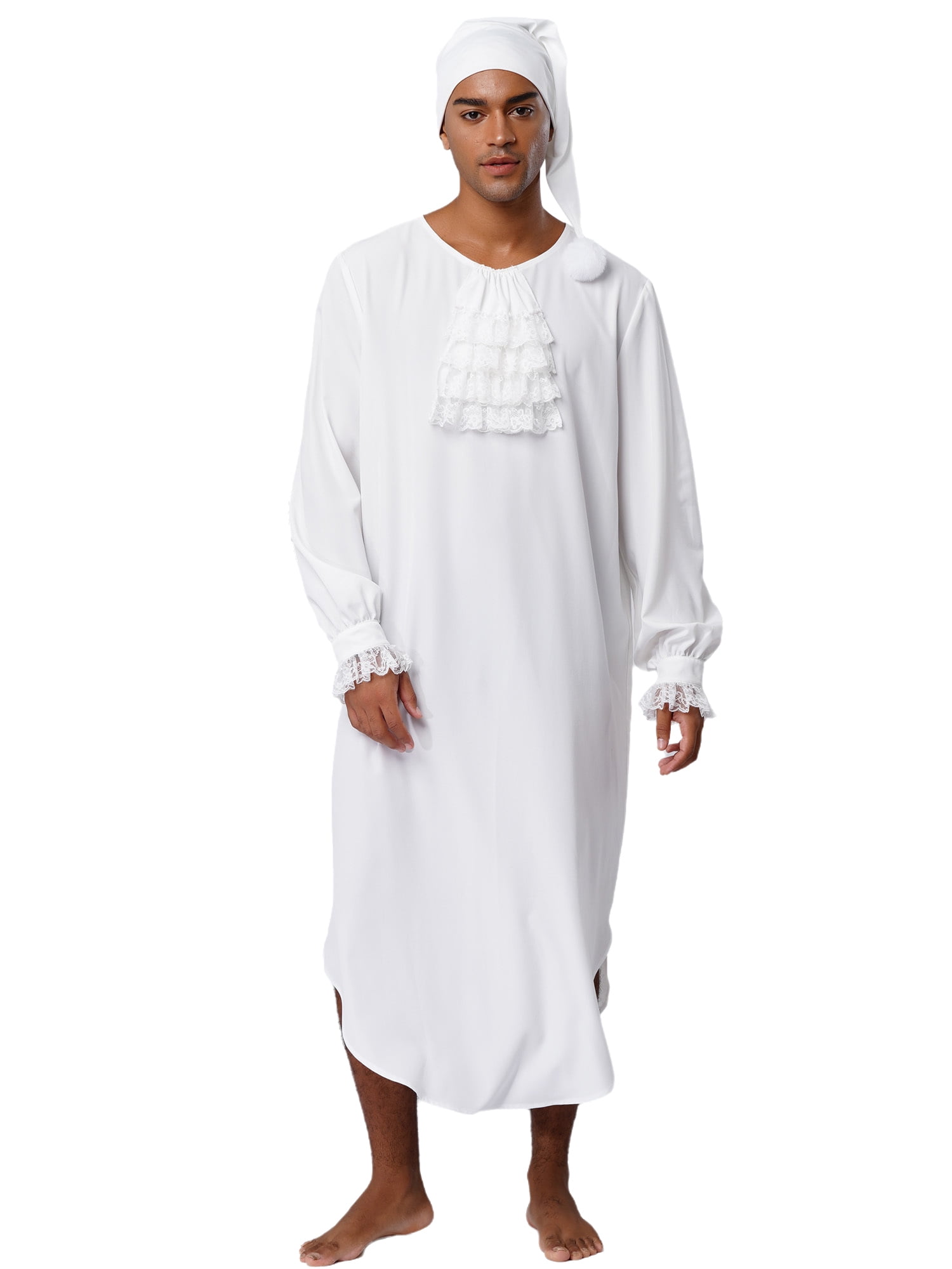 Zaldita Mens Victorian Nightgown Costumes with Nightcap Long Sleeve ...
