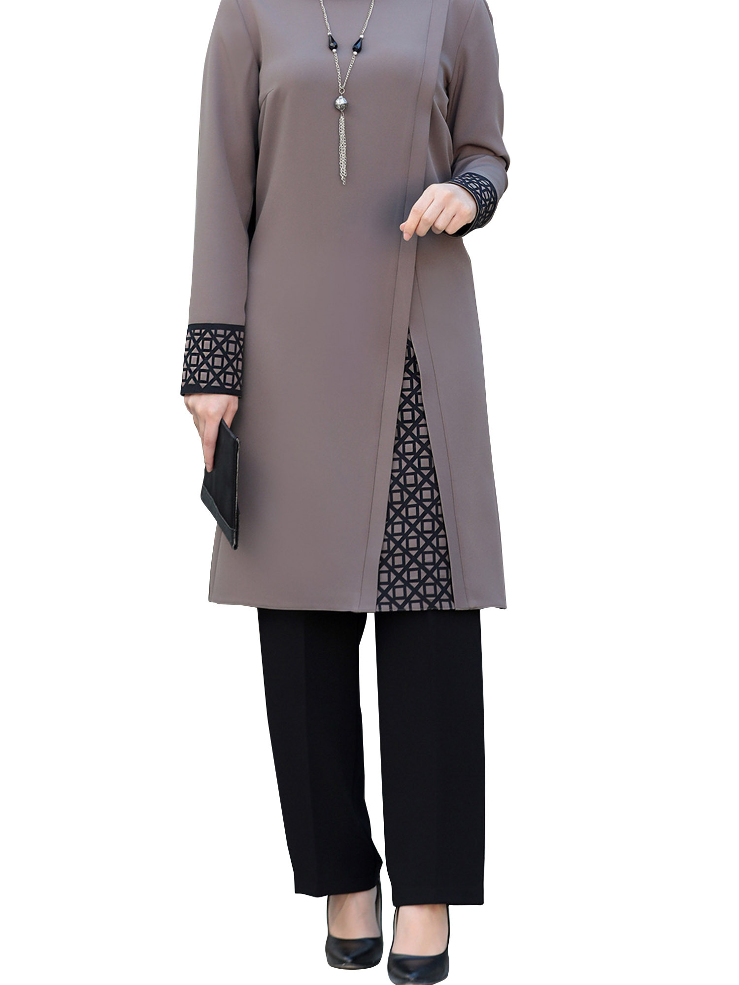 Zaldita Muslim Dresses for Women Abaya Robe with Long Pant 2 Pieces ...