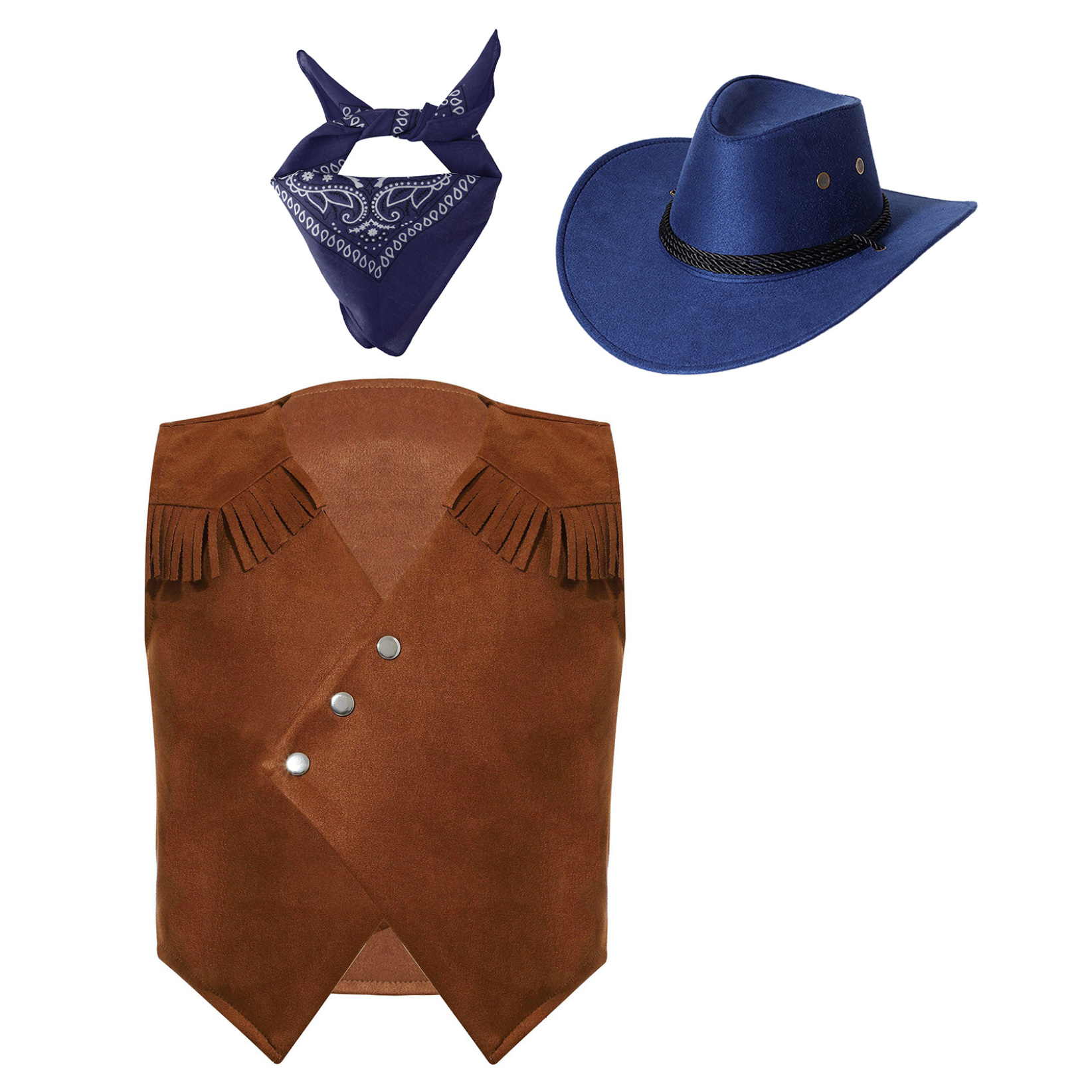 Zaldita Western Brown Cowboy Vest for Kids Boys Sleeveless Tops with ...