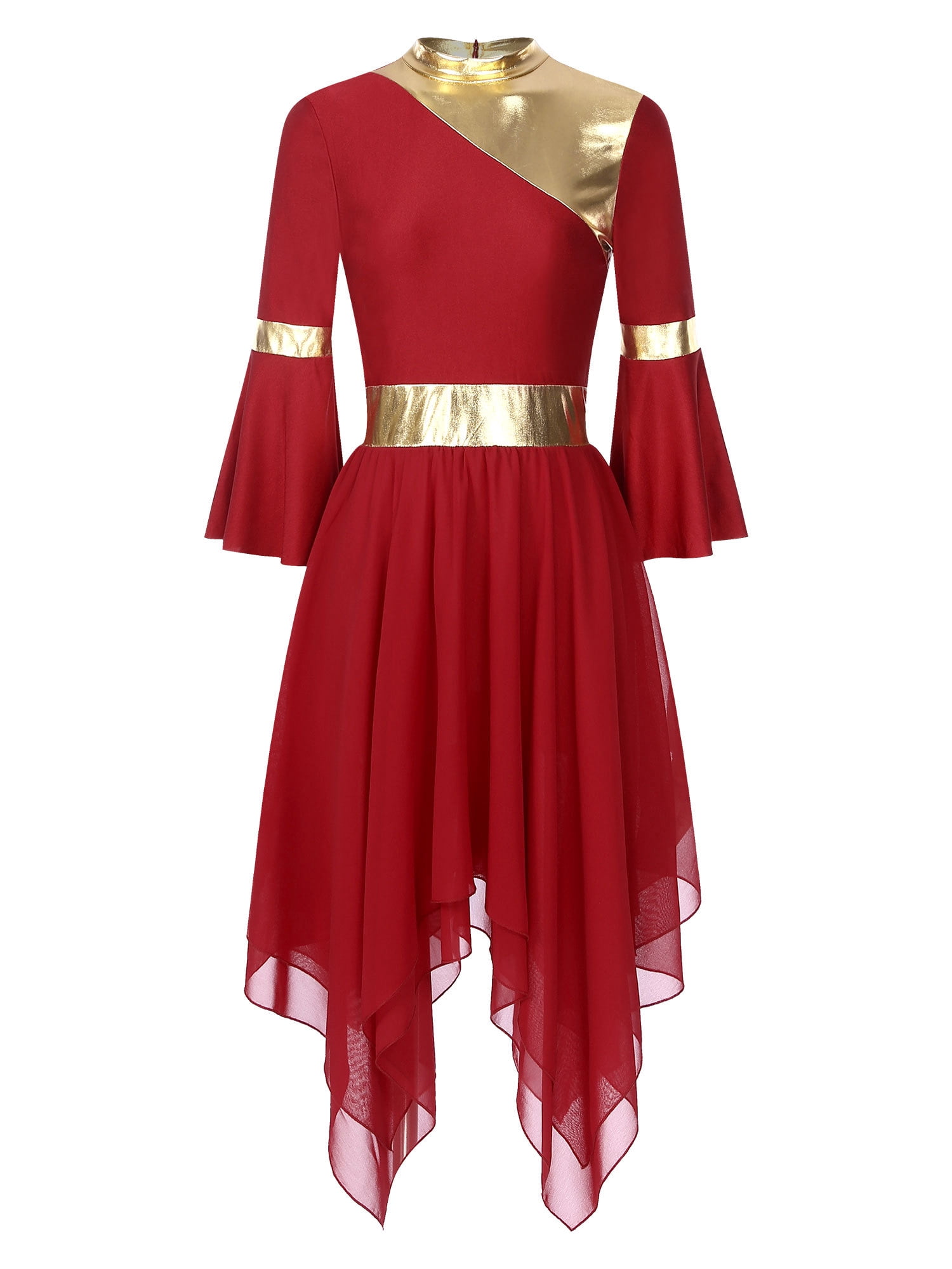 Zaldita Women 3/4 Flared Sleeve Asymmetrical Dance Dress Lyrical ...
