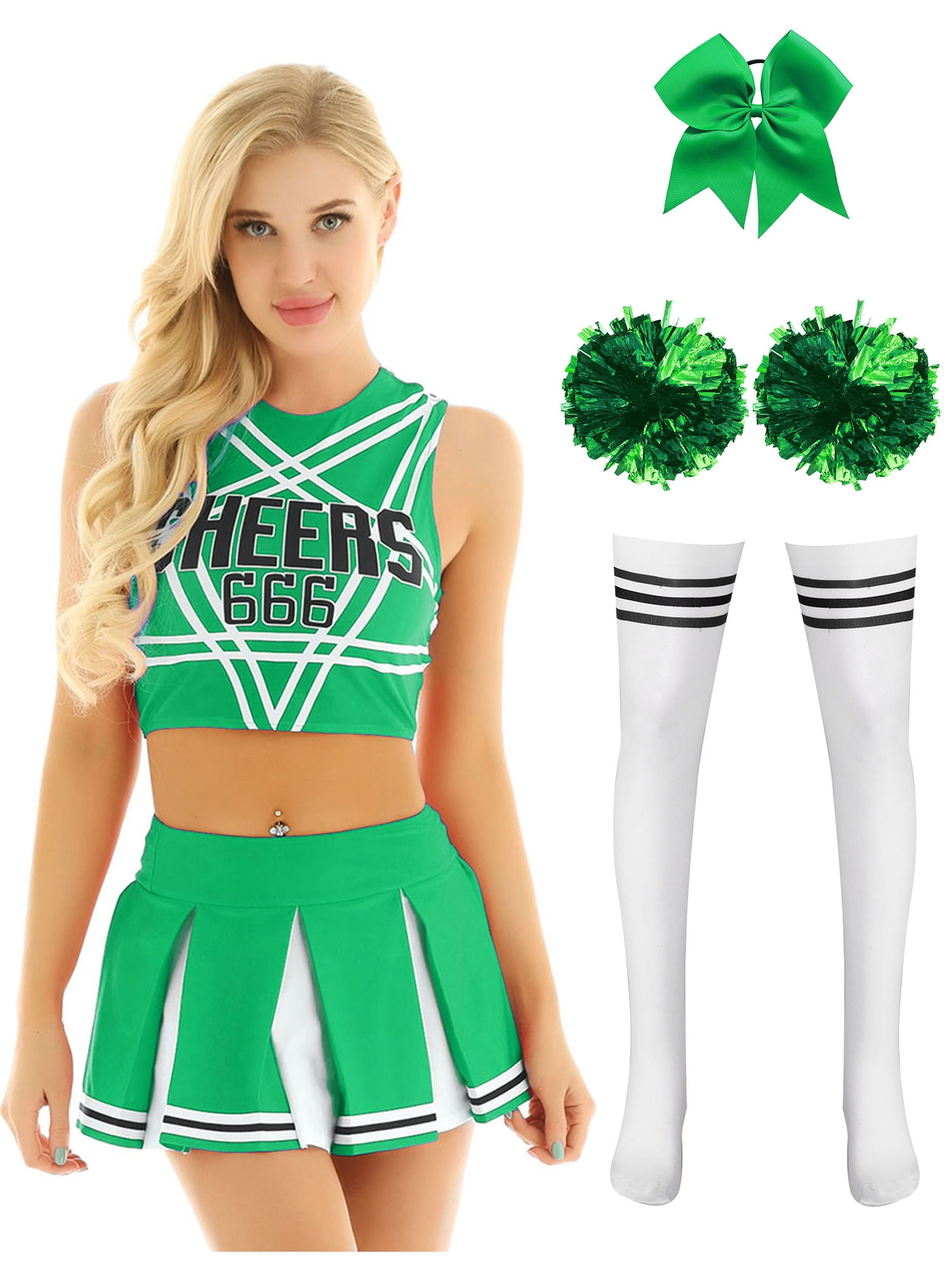 Zaldita Women Charming Cheerleading Uniforms Crop Top with Mini Pleated ...