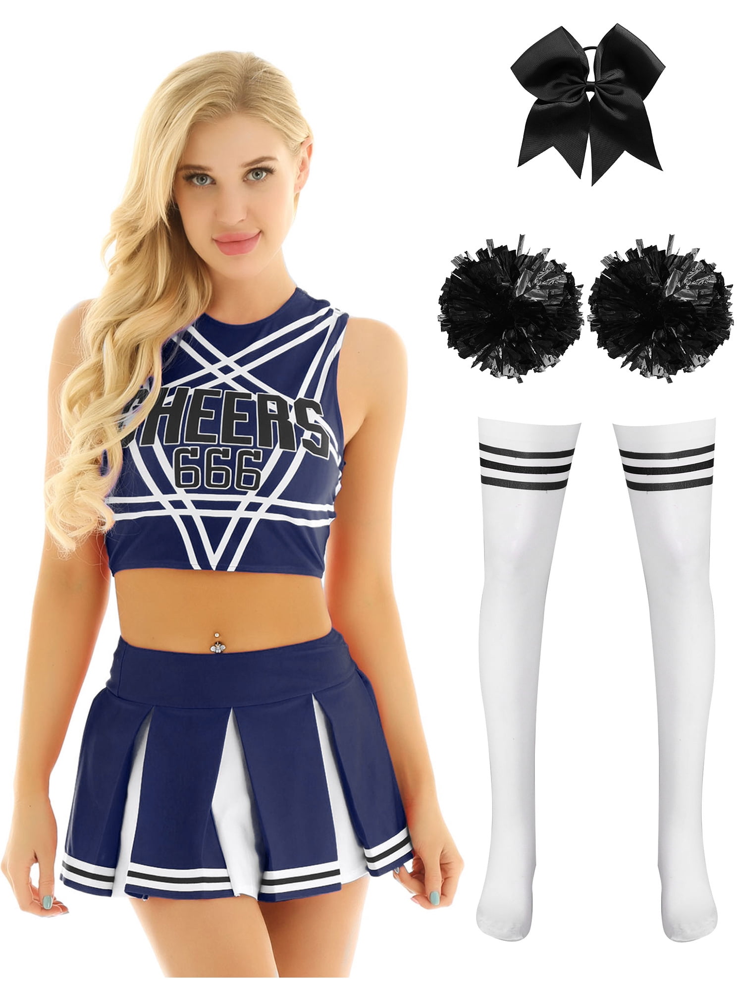 Zaldita Women Charming Cheerleading Uniforms Crop Top with Mini Pleated ...