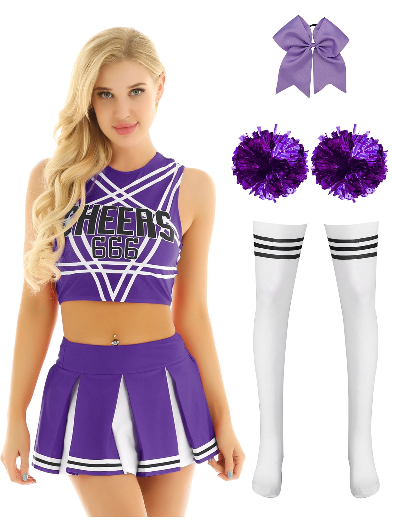 Zaldita Women Charming Cheerleading Uniforms Crop Top with Mini Pleated ...