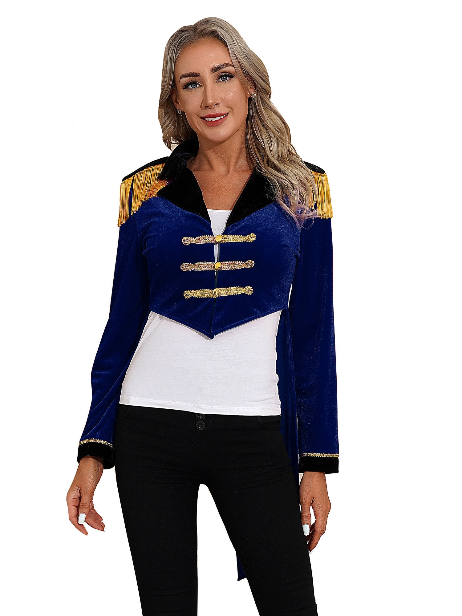 Zaldita Women Halloween Theme Party Velvet Long Sleeve Blazer Coat Xmas ...
