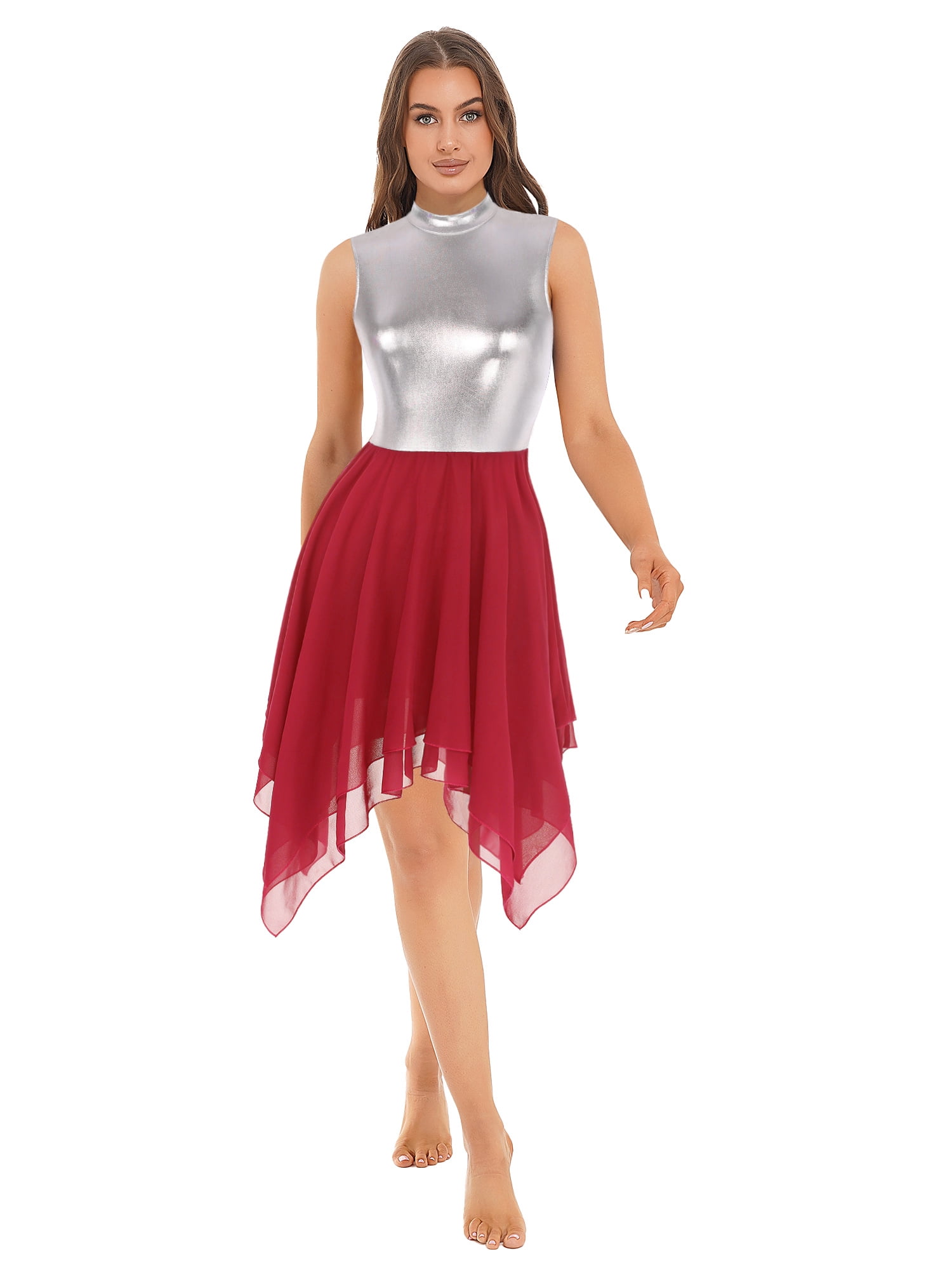 Zaldita Women Metallic Shiny Praise Dance Dress Overlays Tunics Worship ...