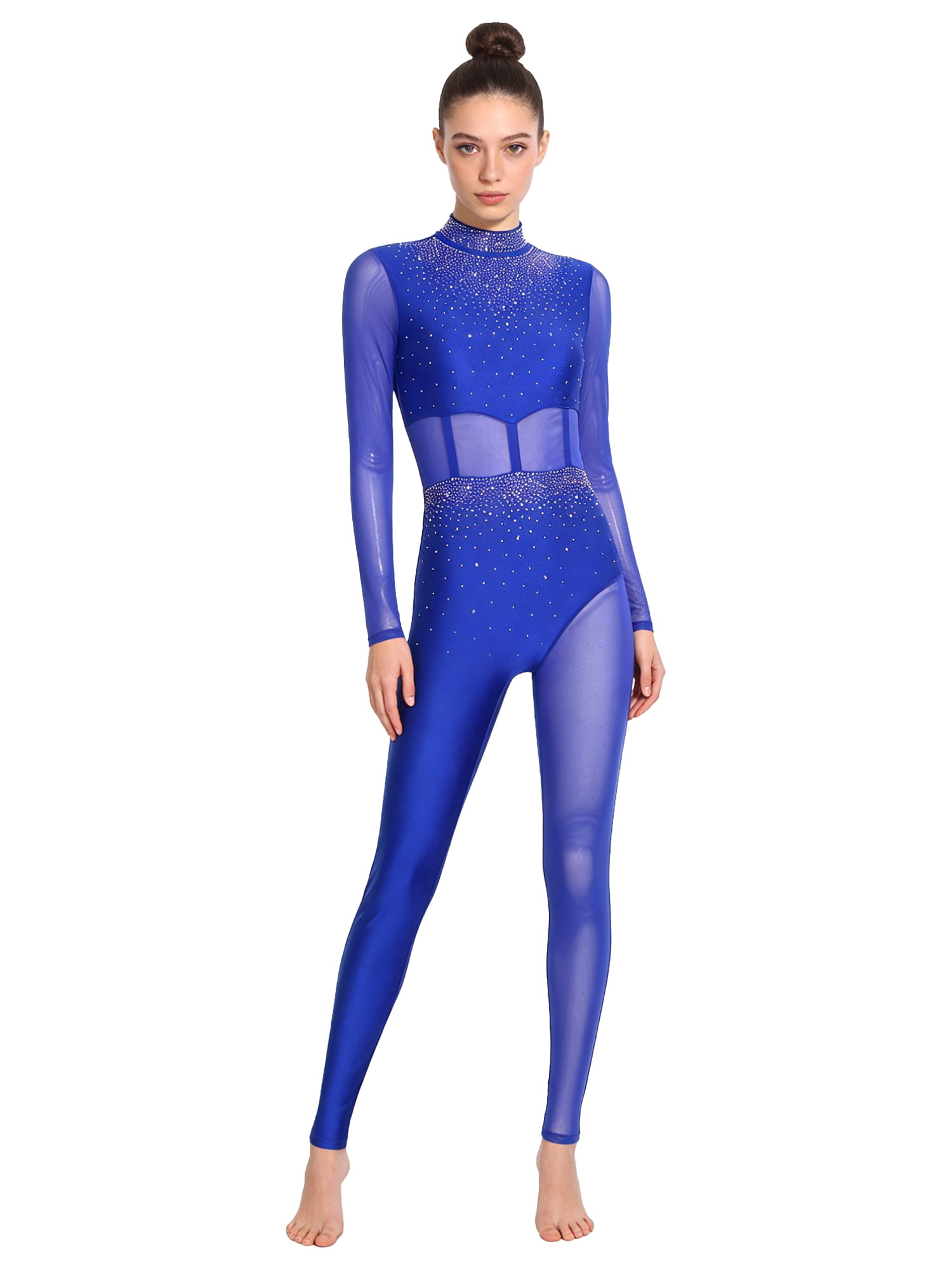 Zaldita Women Rhinestone Gymnastics Unitard Full Length Ballet Leotards ...