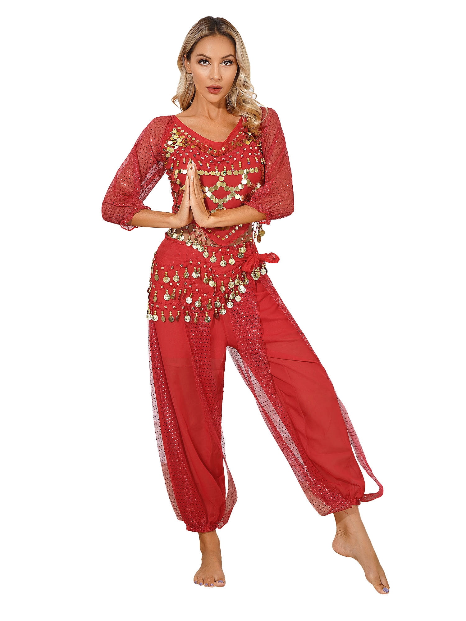 Zaldita Women's Belly Dance Dress Lace-up Top With Harem Pants ...