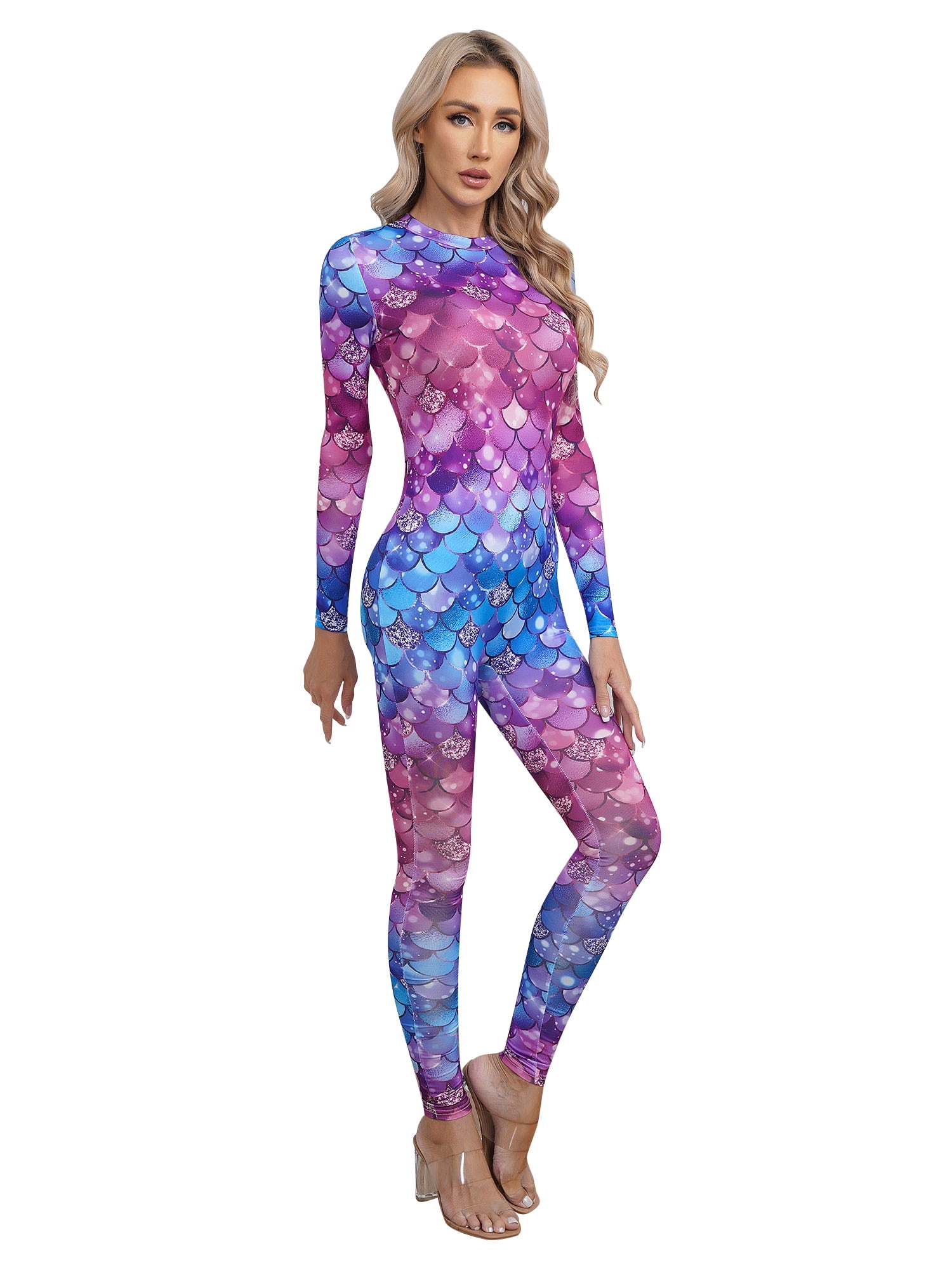 Zaldita Women's Mermaid Fish Scale Print Long Sleeve Rash Guard ...