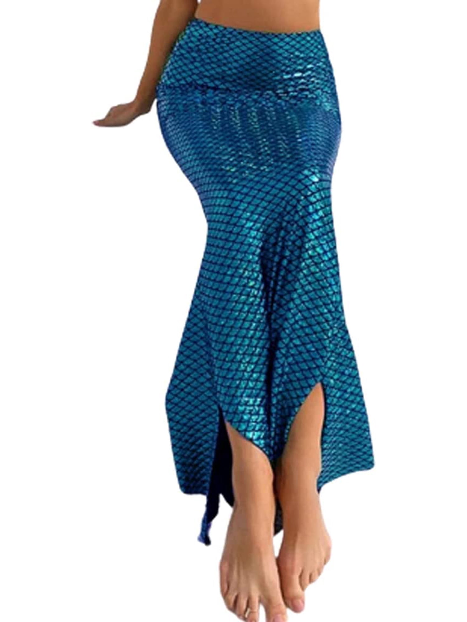 Zaldita Women's Mermaid Tail High Waist Fish Scale Print Sequin Maxi ...