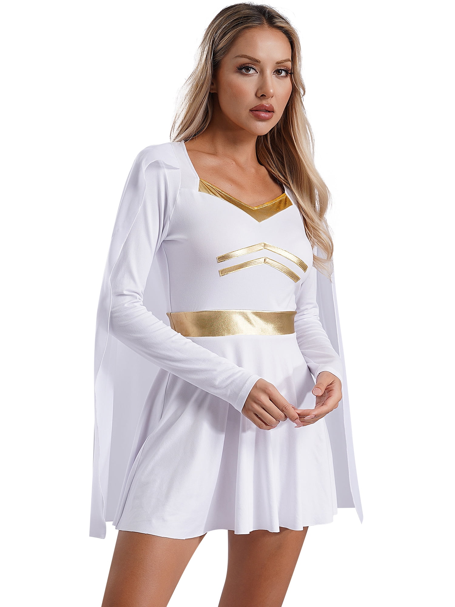 Zaldita Womens Ancient Roman Chiffon Cape Dress Halloween Roman ...