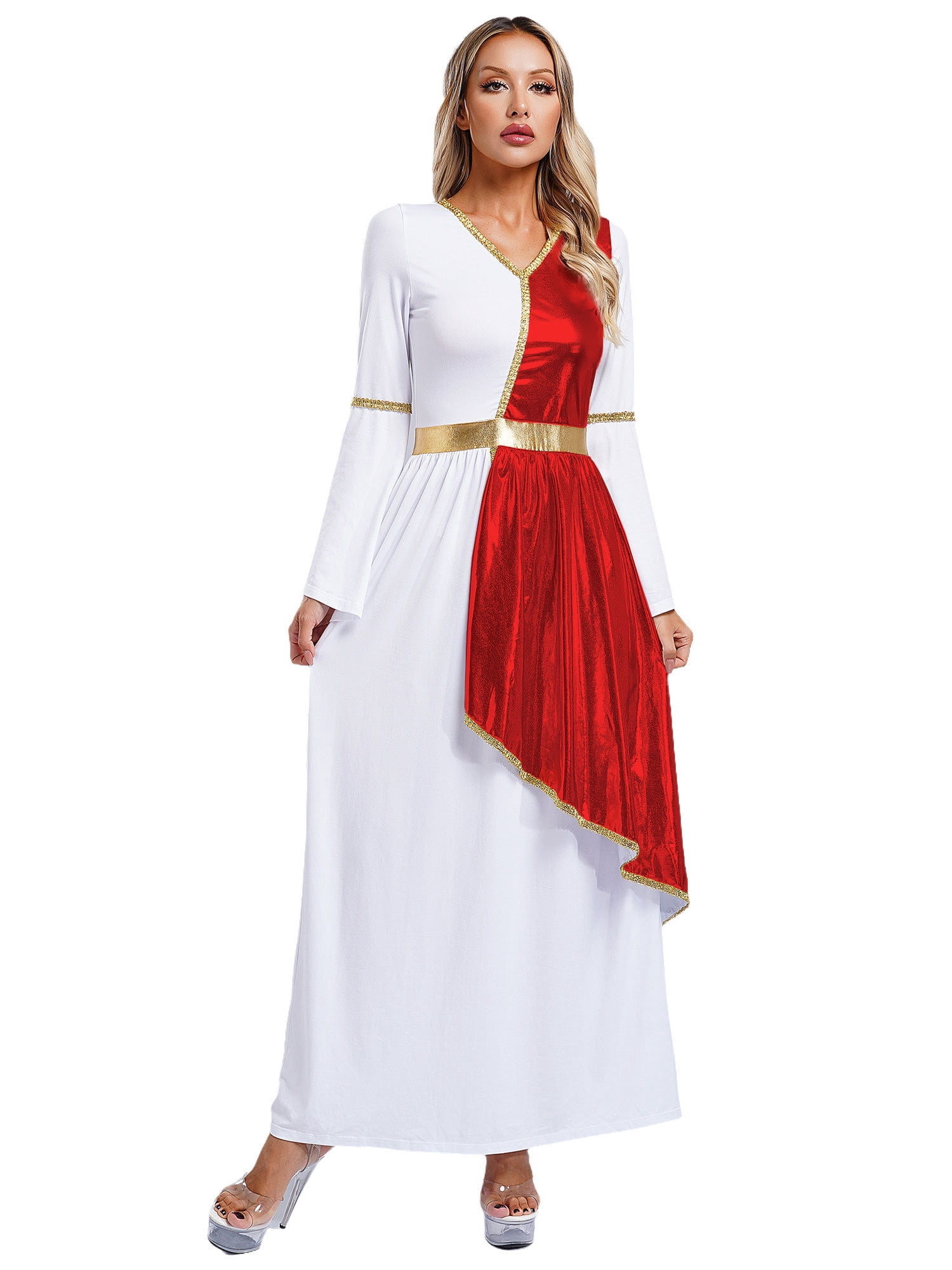 Zaldita Womens Roman Princess Greek Toga Party Dress Metallic Overlay ...